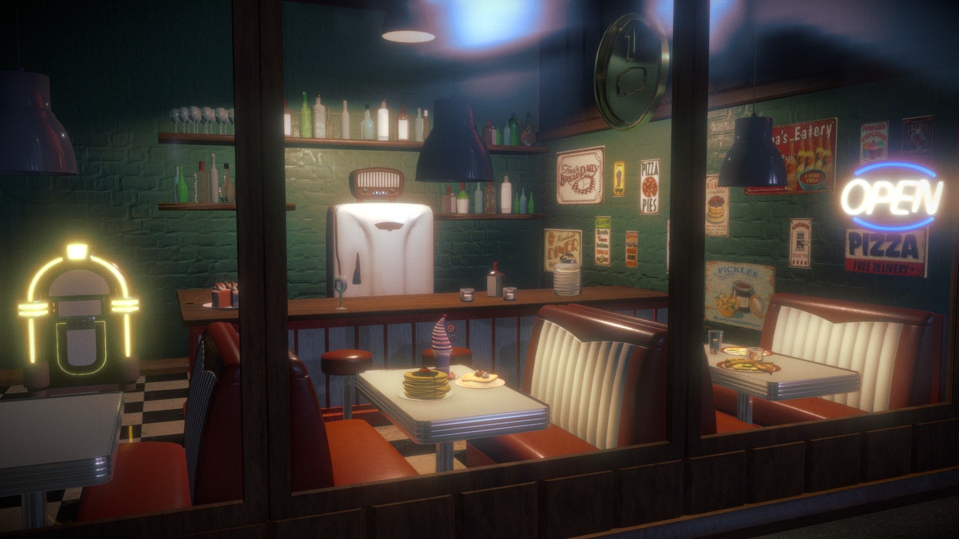 Vintage Diner - 3D model by Emma (@emmabonfanti) [9a977b4] - Sketchfab