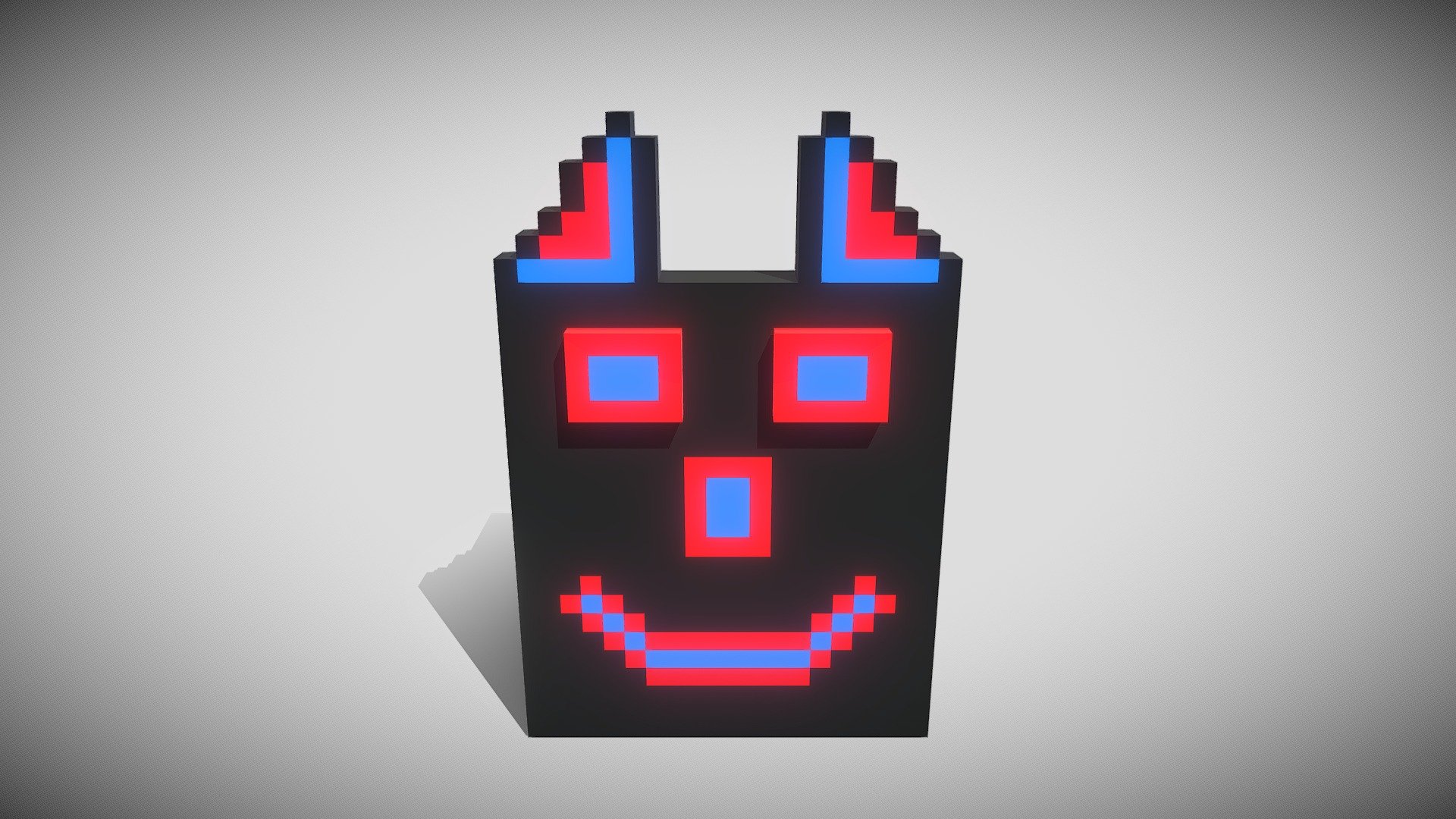 Red and Blue glowing blocky cat - Download Free 3D model by ...