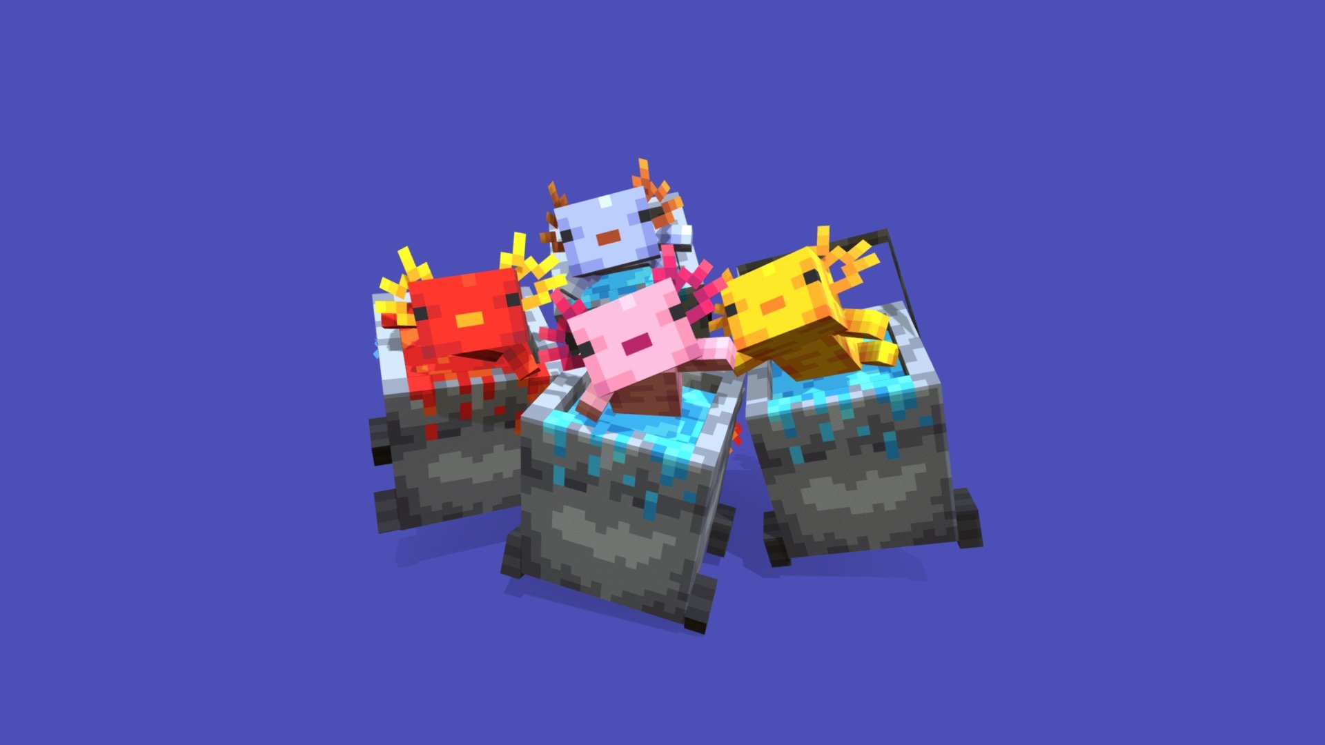Axolotls in their bucket - 3D model by MOSKA (@moska_design) [9abea63 ...