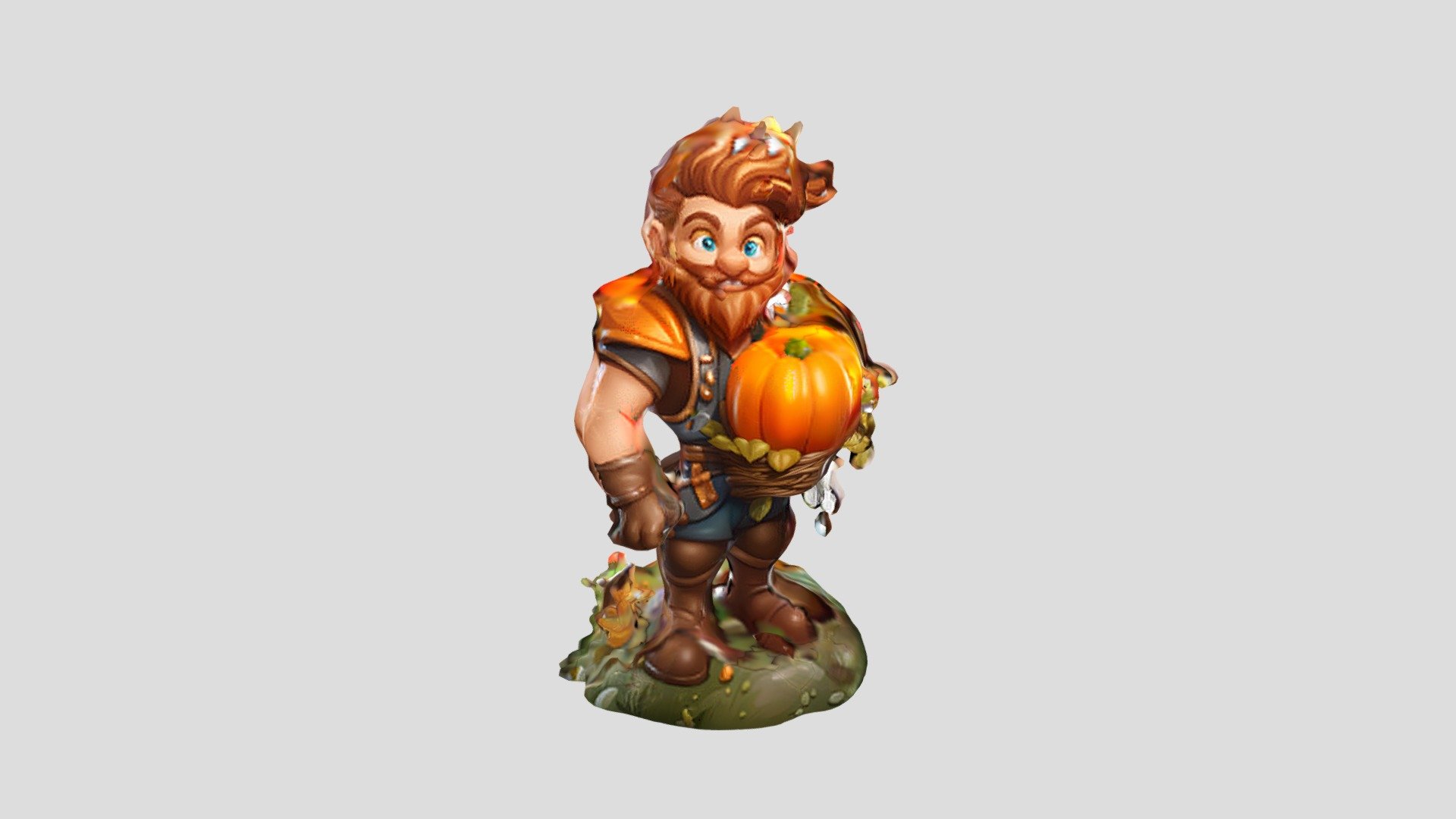 A bearded man holding a pumpkin and a basket - Download Free 3D model ...