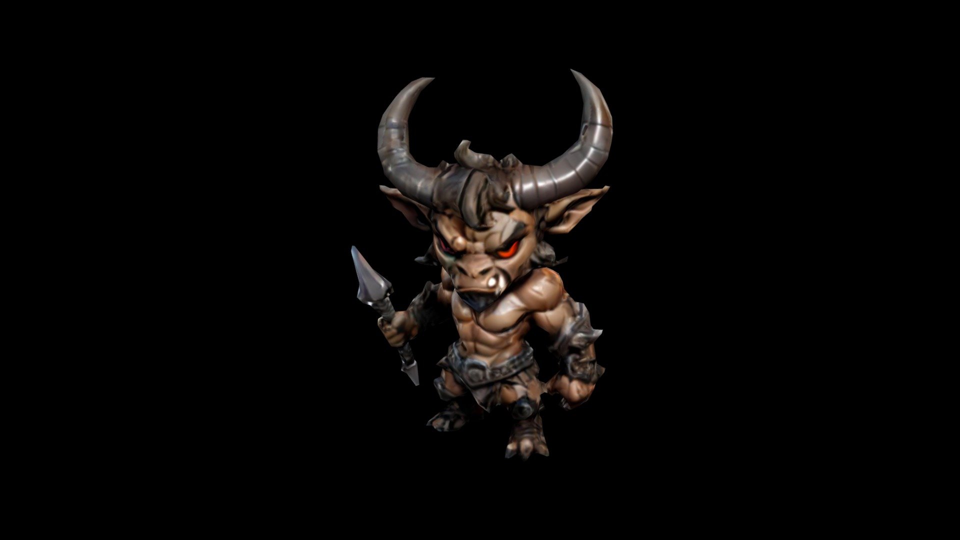 Image of a short buff monster with horns standin - Download Free 3D ...