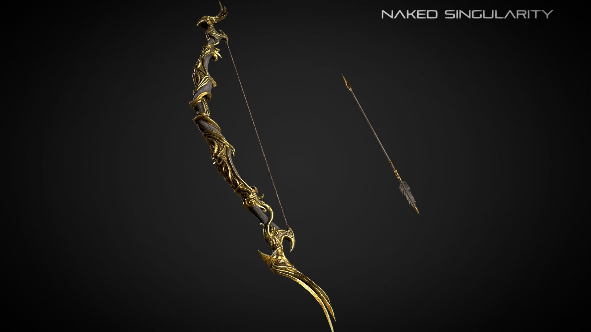 Golden Phoenix Bow | Medieval dark fantasy - Buy Royalty Free 3D model ...