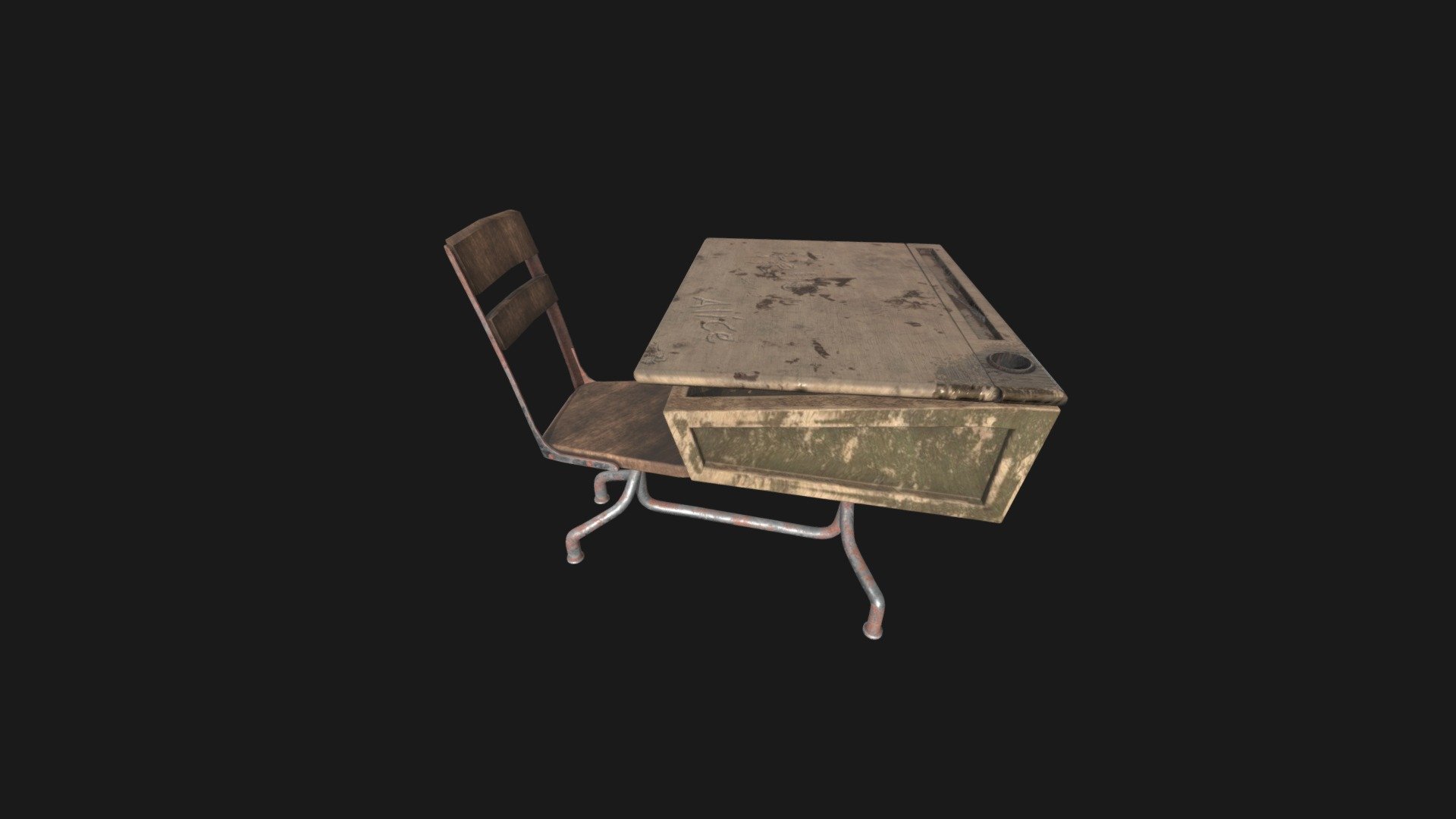 Creepy Vintage French Atelier School Desk - 3D model by Zharif Kamal ...