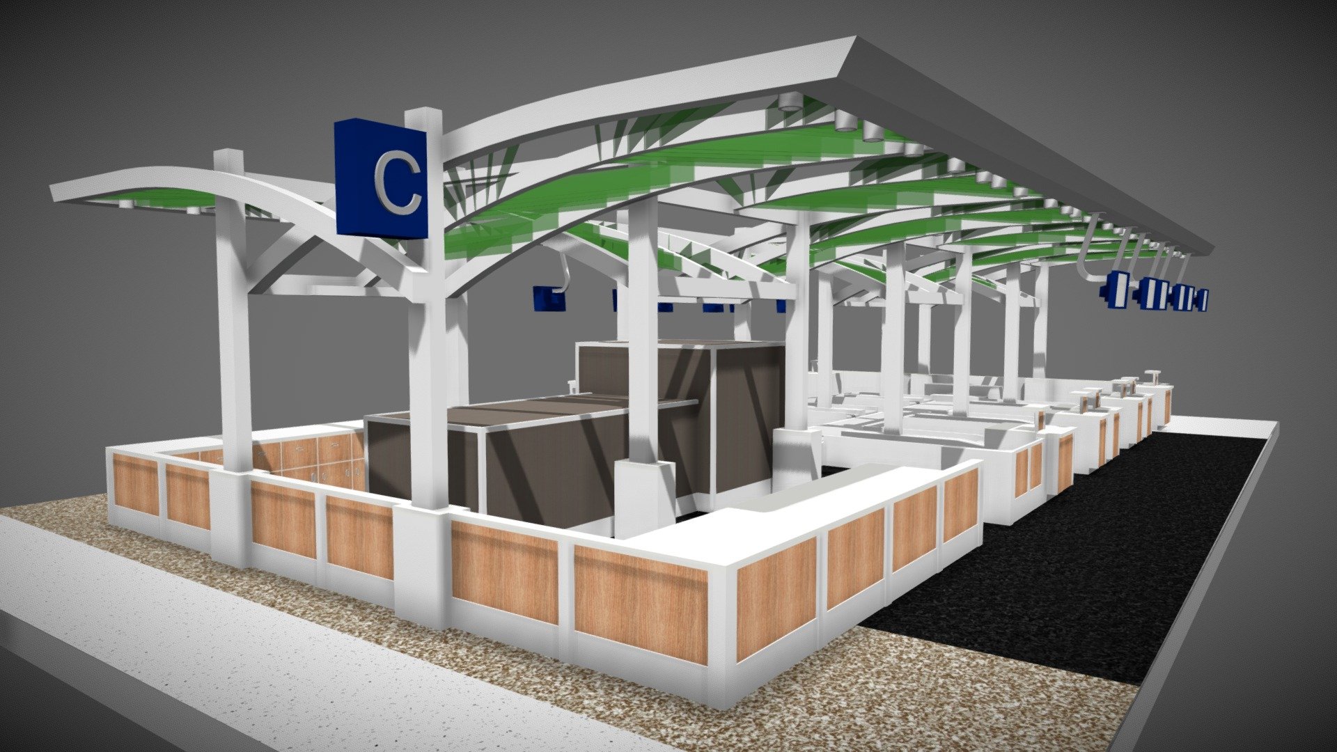 Airport Ticket Counter - 3D model by ControlPointSurveyingHI [9b0b7ec ...