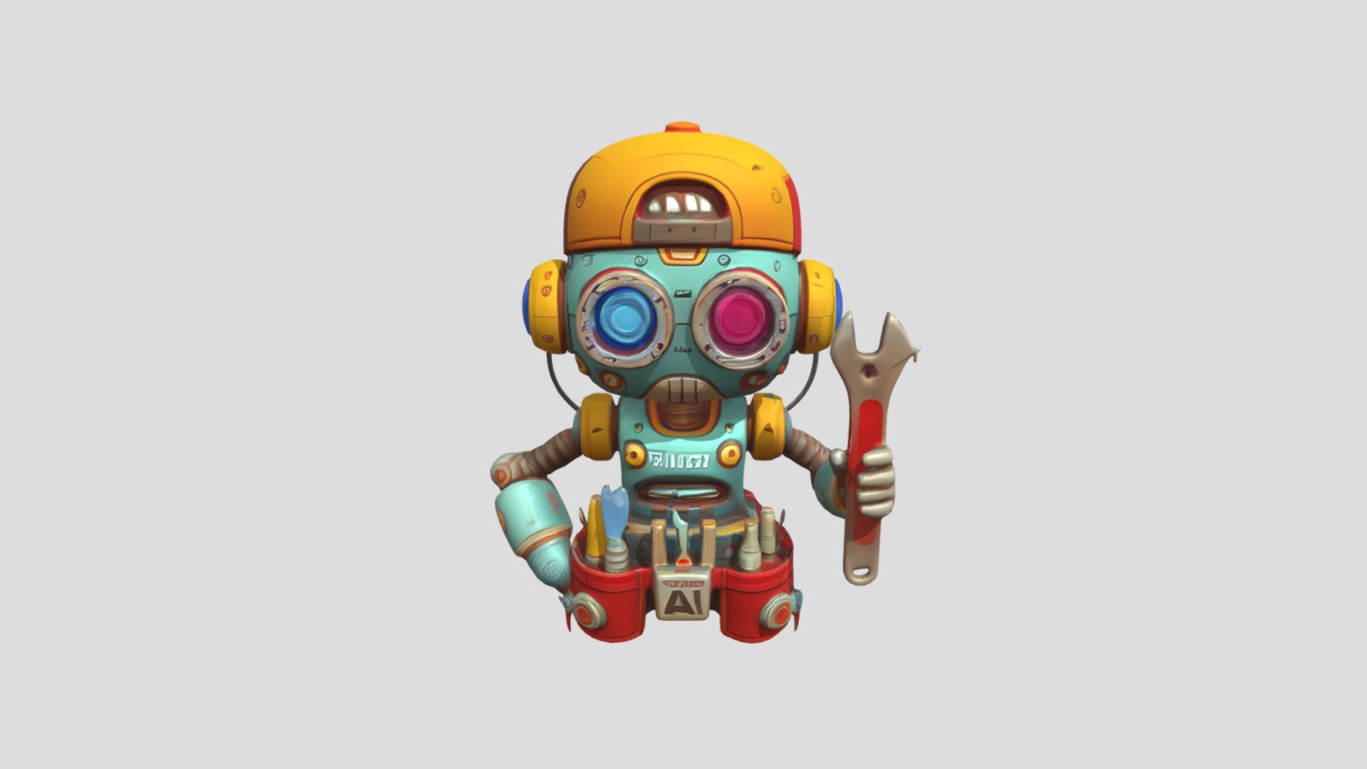 A robot with a backwards cap on - 3D model by codingbutter [9b0bc6a ...