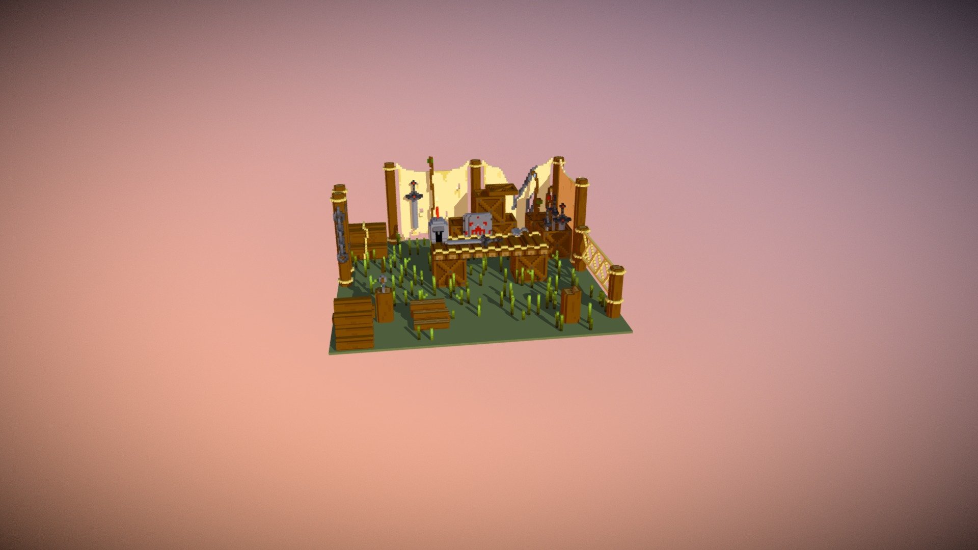 Voxel medieval scene 01 - 3D model by Ulisses (@cyberdeckcipher) [9b0e30c] - Sketchfab