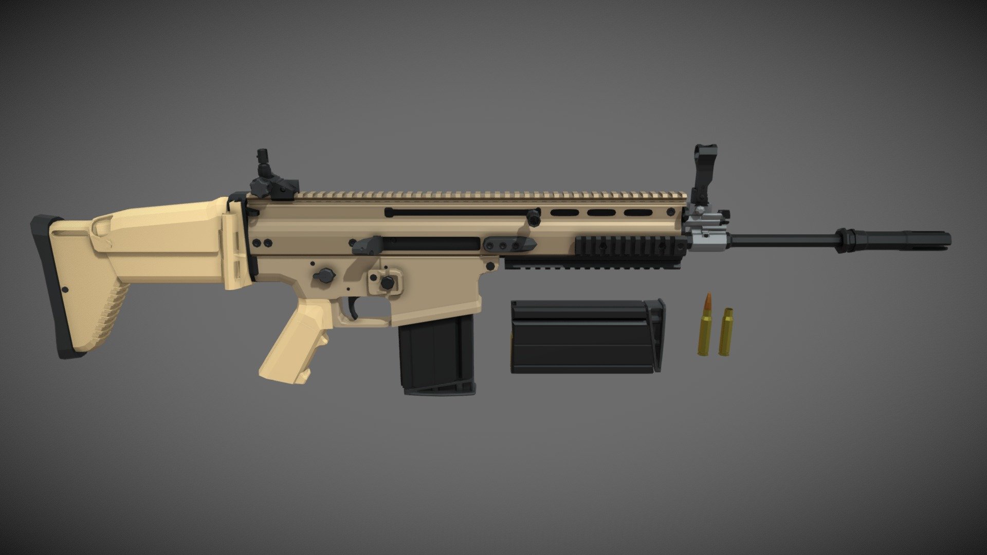 low-poly FN SCAR H STD - Download Free 3D model by D_U (@DU1701) [9b282cd] - Sketchfab