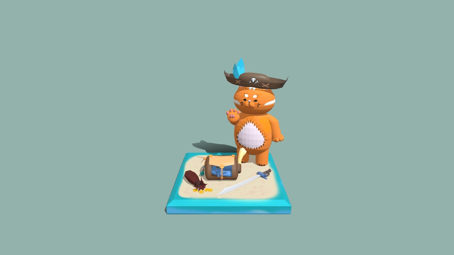 The pirate cat - 3D model by Dotomara [9b342e9] - Sketchfab