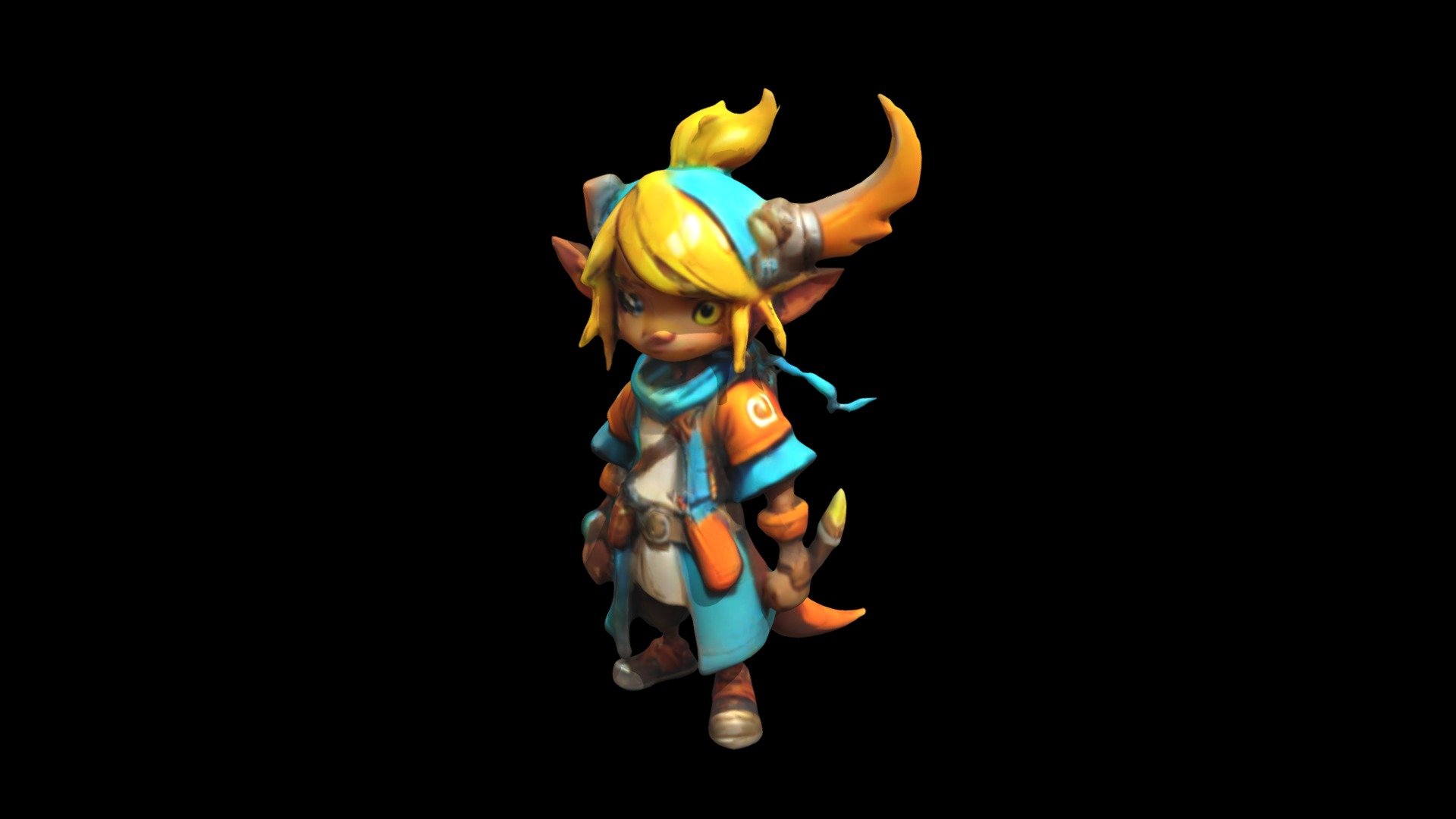 An adorable sprite character with yellow hair, o - Download Free 3D ...