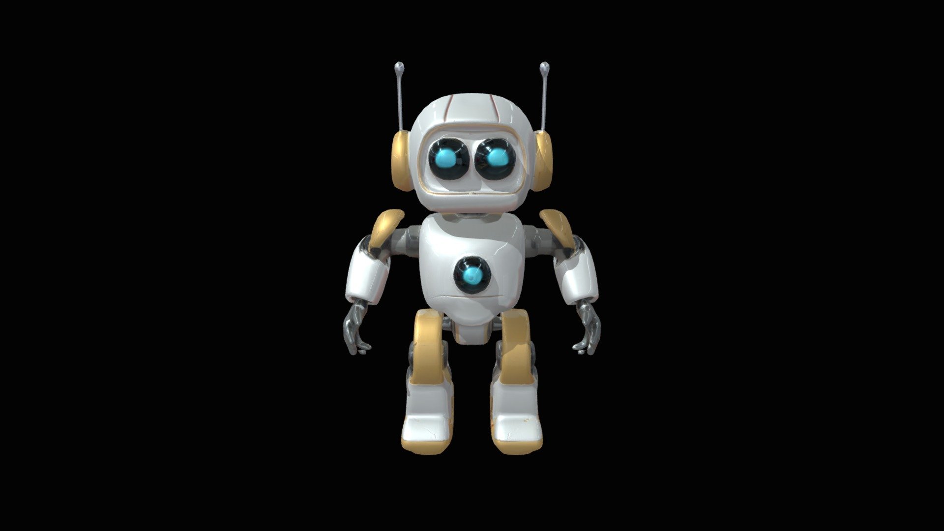 Small humanoid robot with antennas - Download Free 3D model by ...