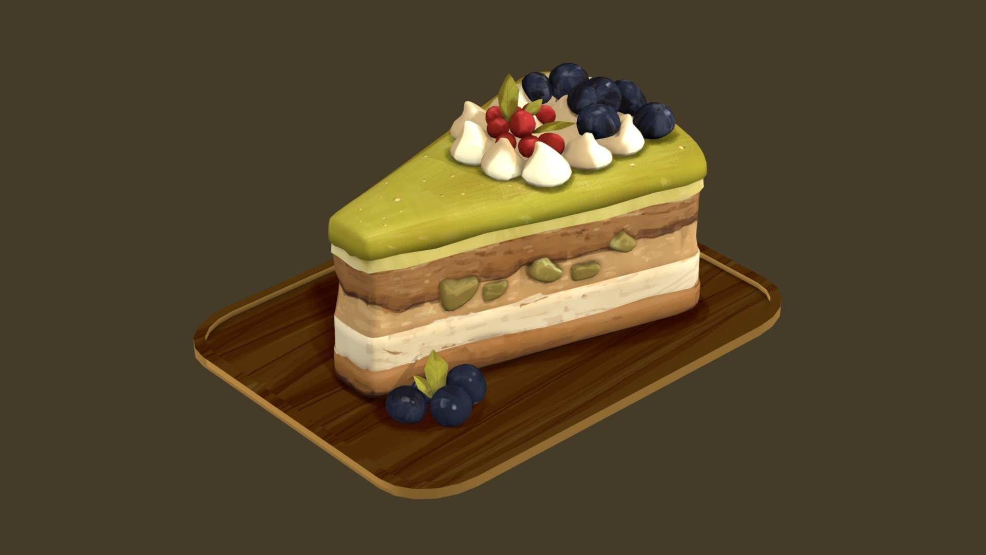 Matcha cake - 3D model by ToastAnn (@cindy0986771080) [9b3f866] - Sketchfab