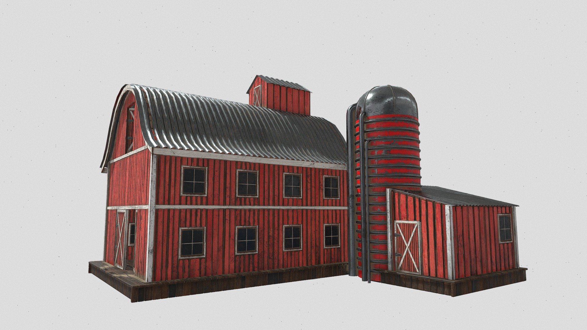 western farm house red barn with 4k pbr textures - Buy Royalty Free 3D ...