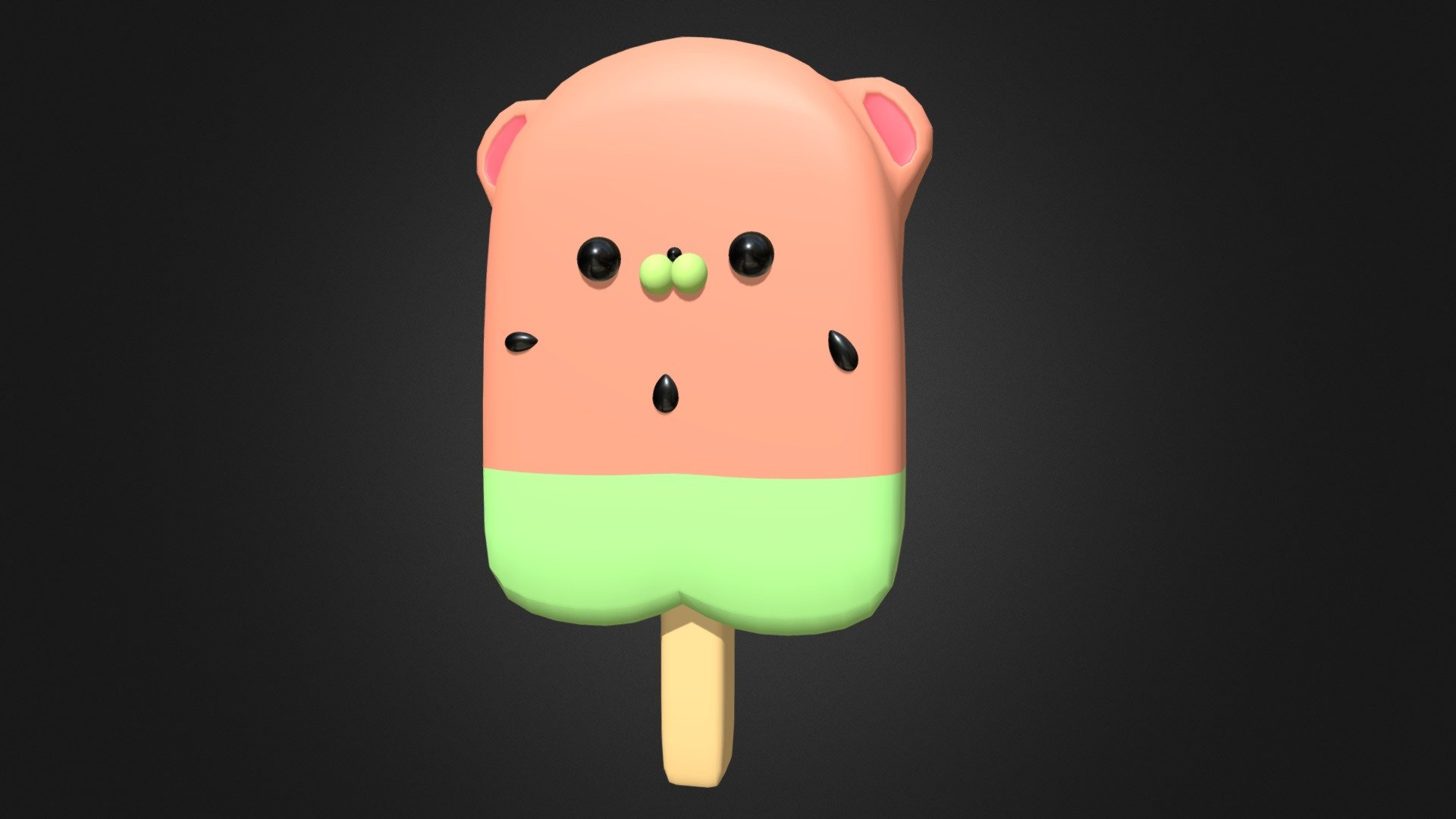 Cute Icecream Watermelon Bear 3D model- Low Poly - 3D model by ...