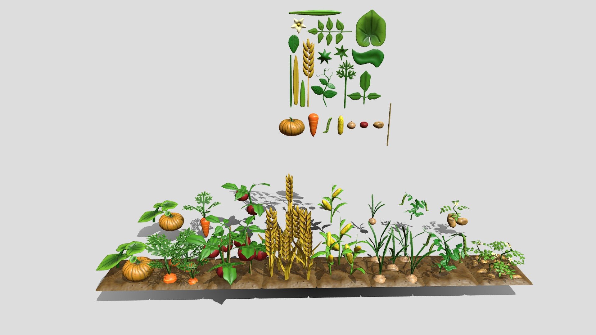 Farm plants models (mobile game-ready, lowpoly) - Download Free 3D ...
