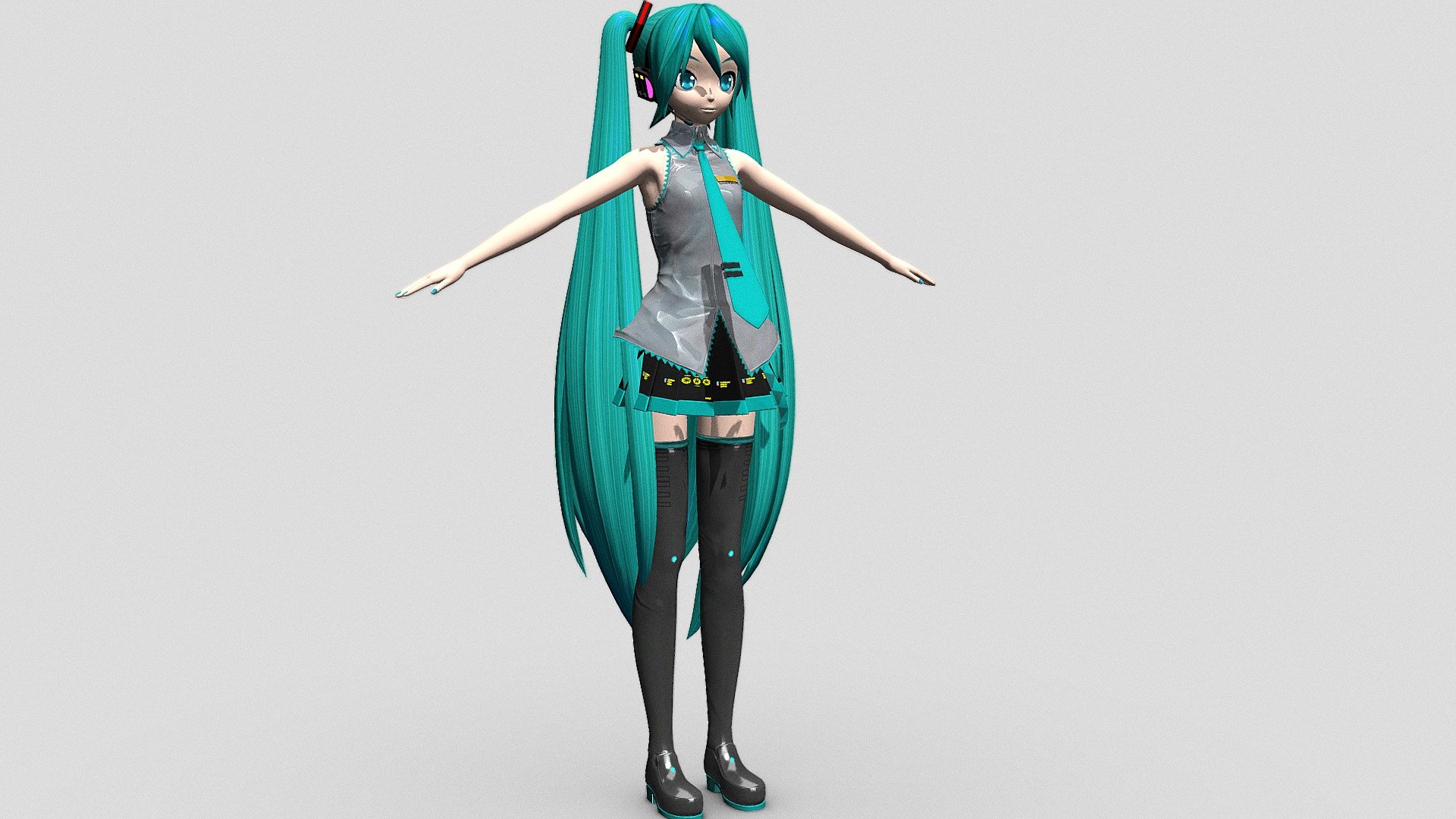 Hatsune Miku Sin Mangas. - Download Free 3D model by 雨宮レン (@oscar3dmodel) [9b7d650] - Sketchfab