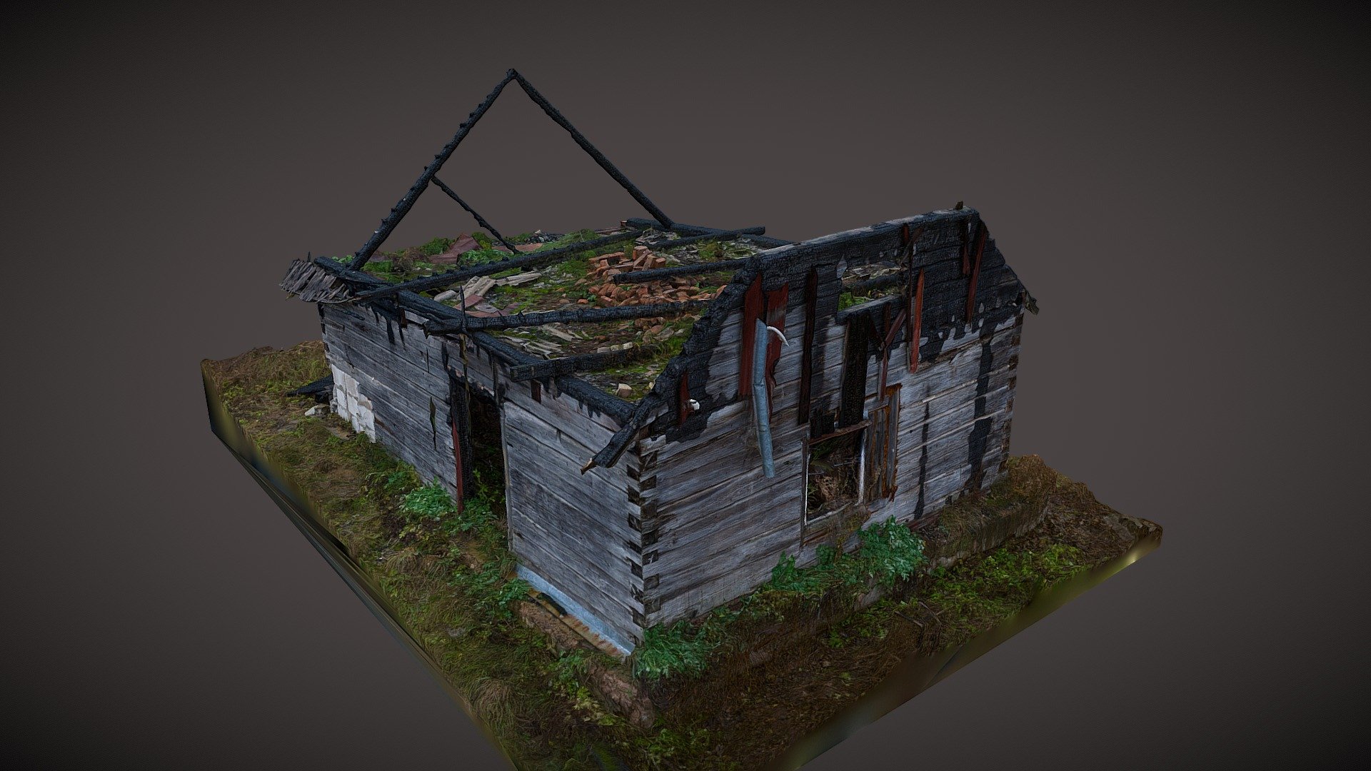 Wooden house after fire photogrammetry - Buy Royalty Free 3D model by ...