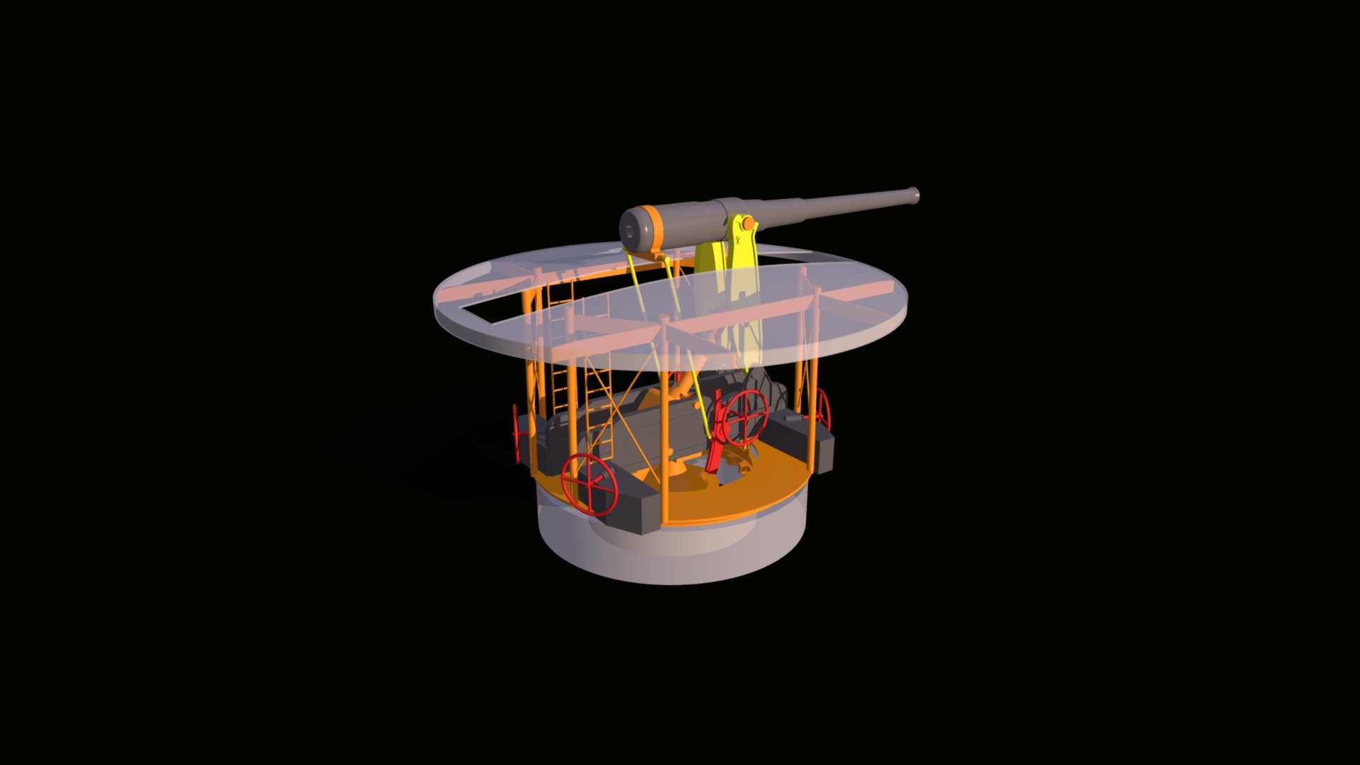 8inch ARMSTRONG DISAPPEARING GUN 1887 ELEVATION. - 3D model by uofw ...