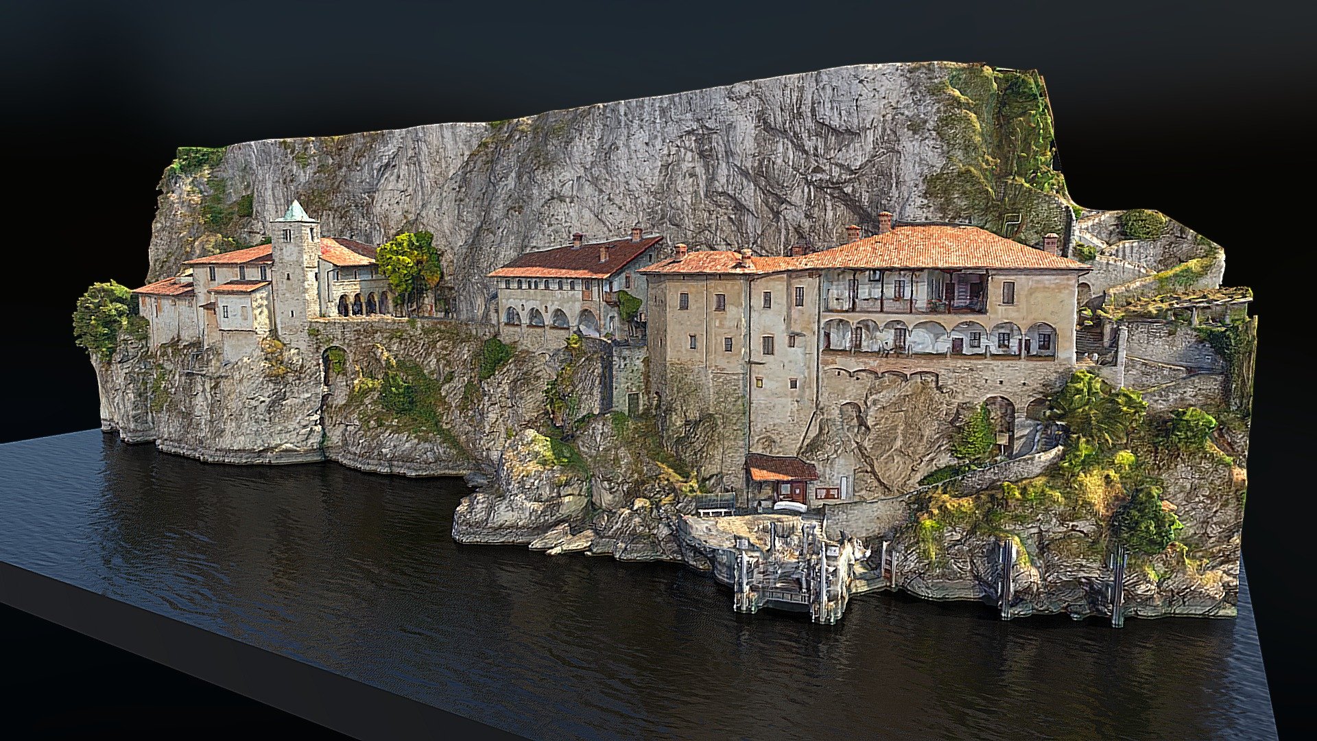 Hermitage of Santa Caterina del Sasso - Buy Royalty Free 3D model by ...