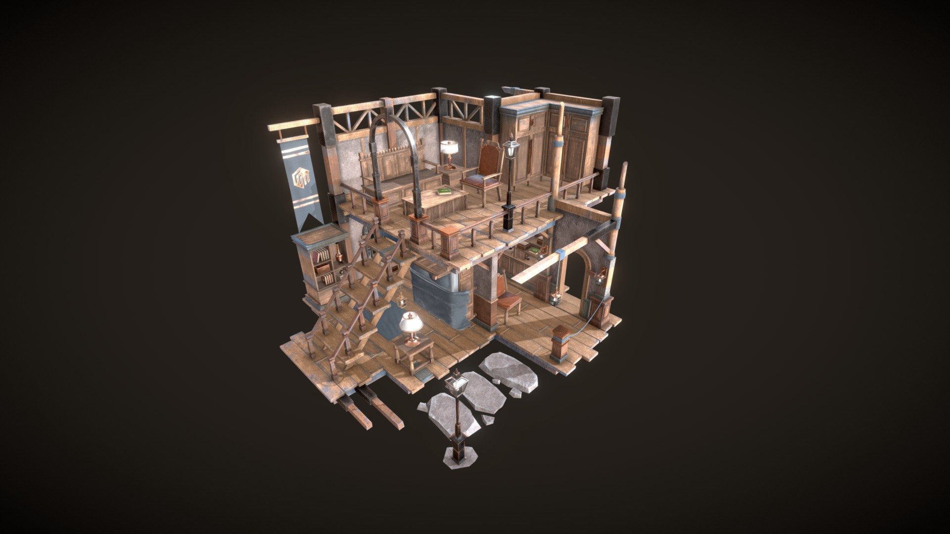 Abstract Medieval Isometric Room - 3D model by wora_work (@_____ww.w ...