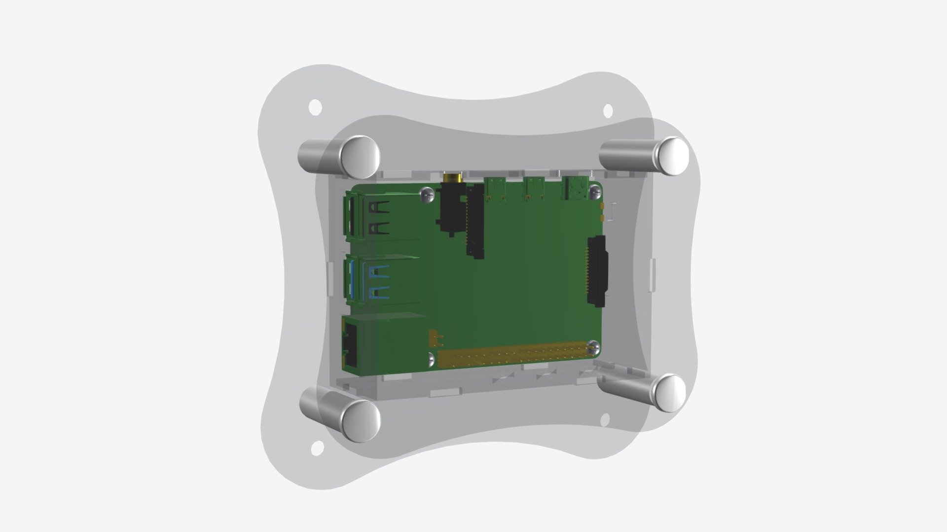Raspberry Pi ACRYLIC CASE - PCB mount image - 3D model by takachitec5 [9bcefa4] - Sketchfab