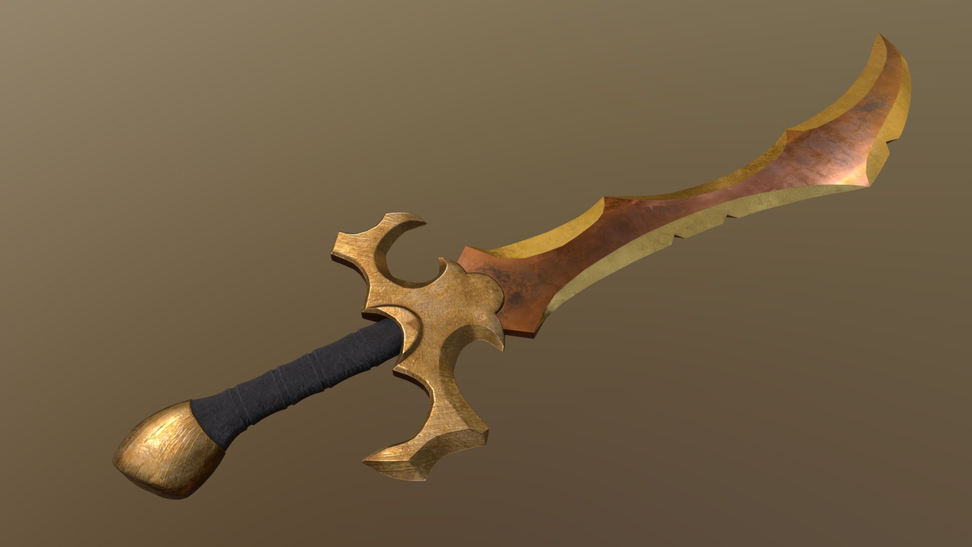 Low-poly Fantasy Golden Sword Game-ready - Download Free 3D model by ...