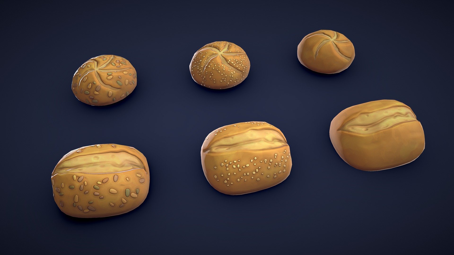 Stylized Bread Rolls - Low Poly - Buy Royalty Free 3D model by LarkArt ...