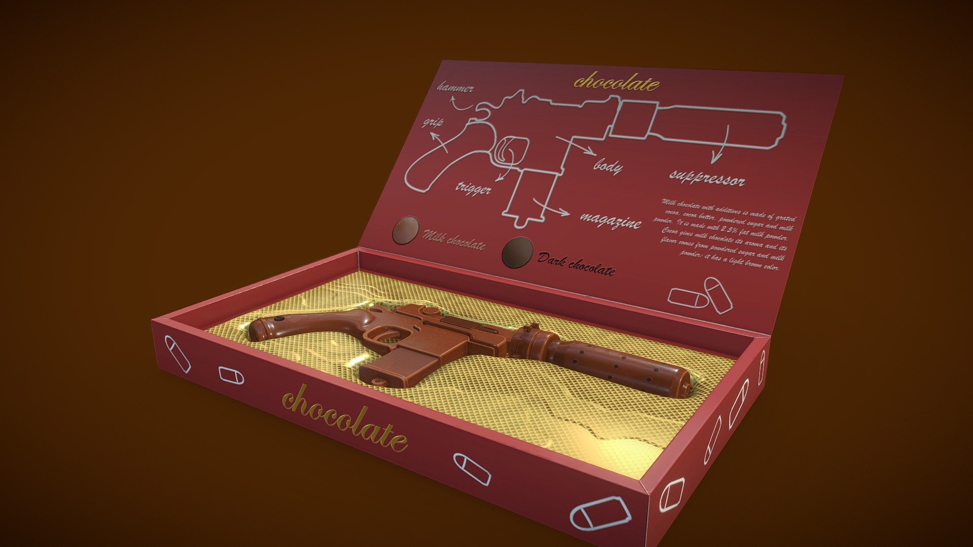 Сhocolate revolver - 3D model by suspense [9c05cbd] - Sketchfab