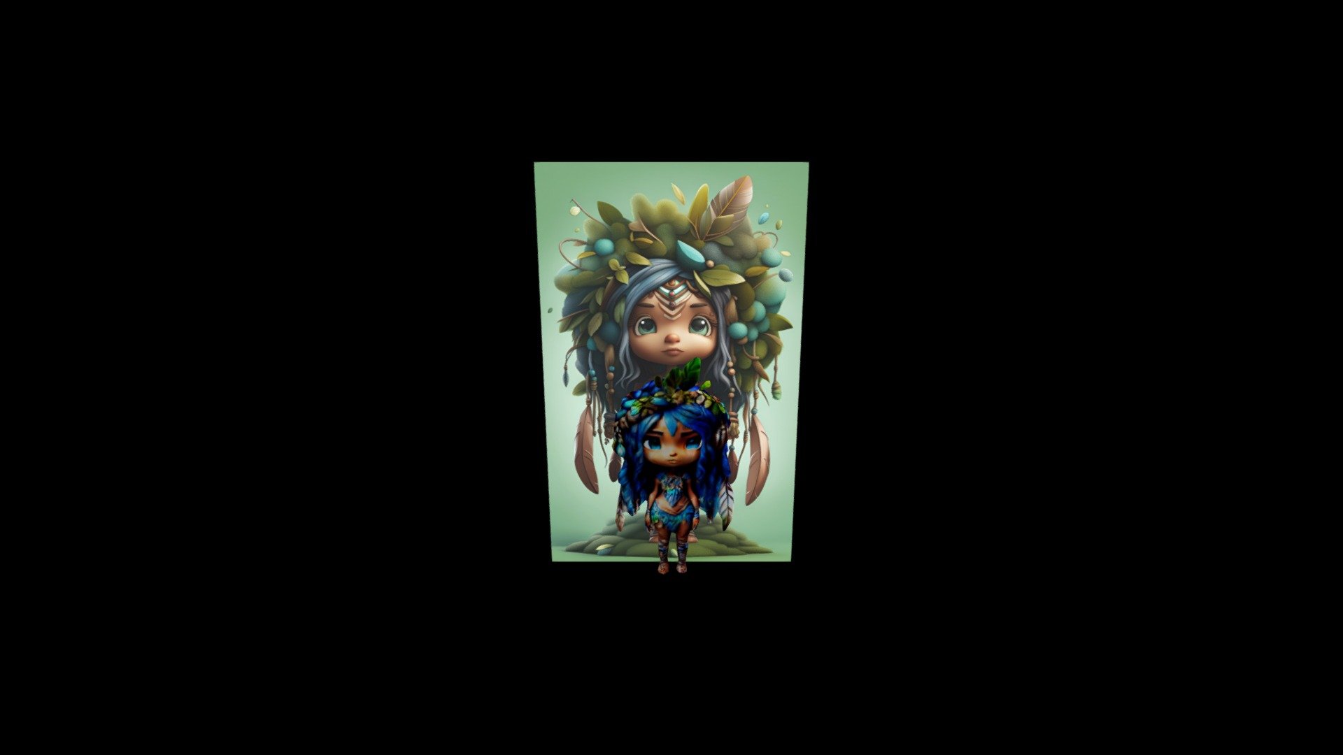 Chibi Native American Girl A small, cartoon-l - Download Free 3D model ...