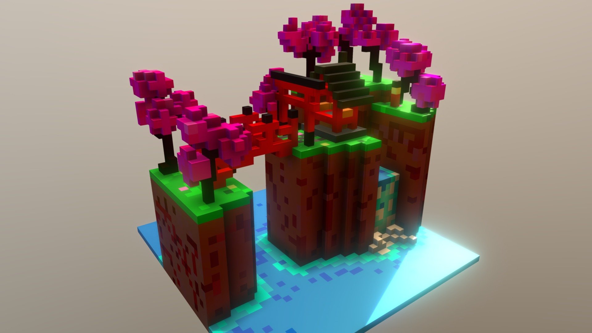 Oriental Scene [Voxel Art] - 3D model by NaCl586 [9c1c961] - Sketchfab