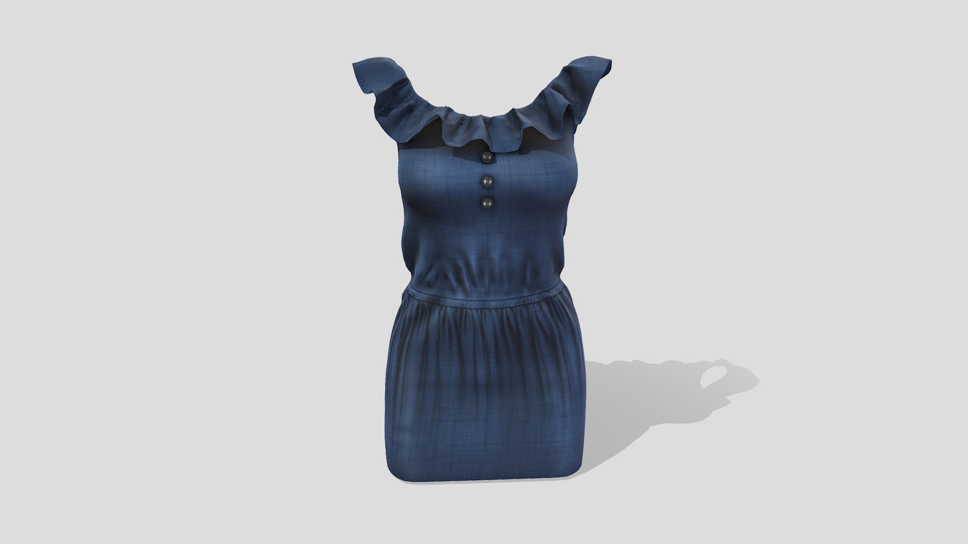 Female Ruffle Neck Mini Dress - Buy Royalty Free 3D model by 3dia ...