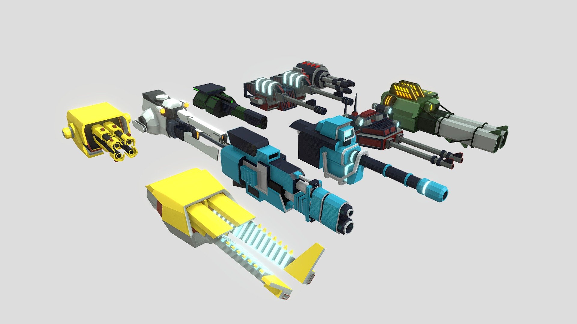 Low Poly Sci-Fi Turrets - 3D model by Ronme Moreira (@Ronme.Moreira ...