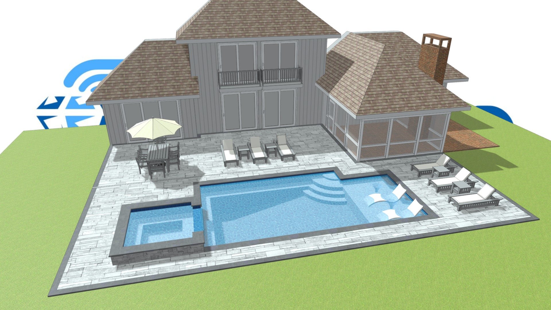 CALIBOGUE CAY POOL SPA COMBO - 3D model by Diamond Pools and Spas (@DiamondPools) [9c311d3 ...