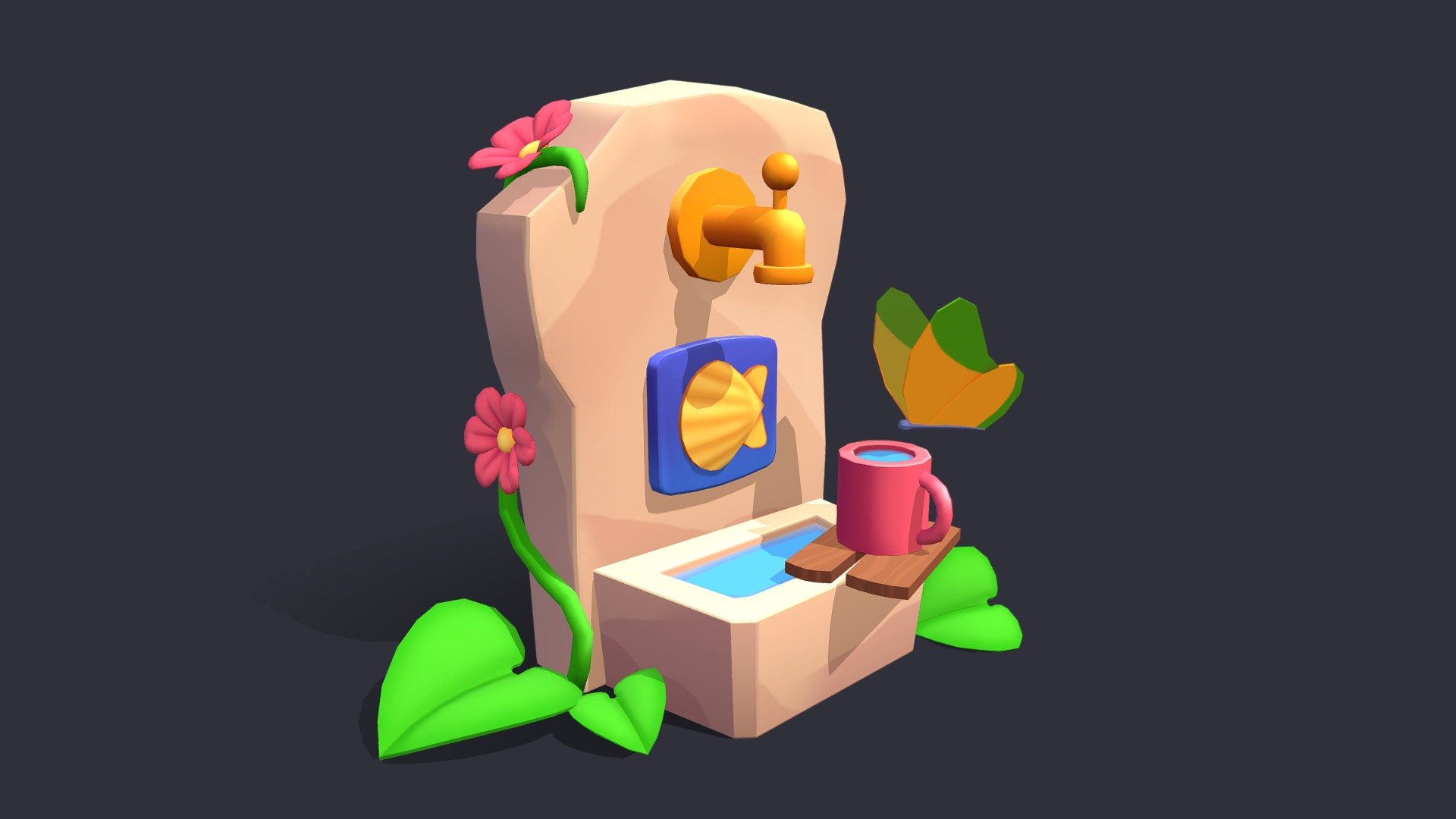 Fonte | Fountain - 3D model by anaclaudiapassos [9c400f3] - Sketchfab