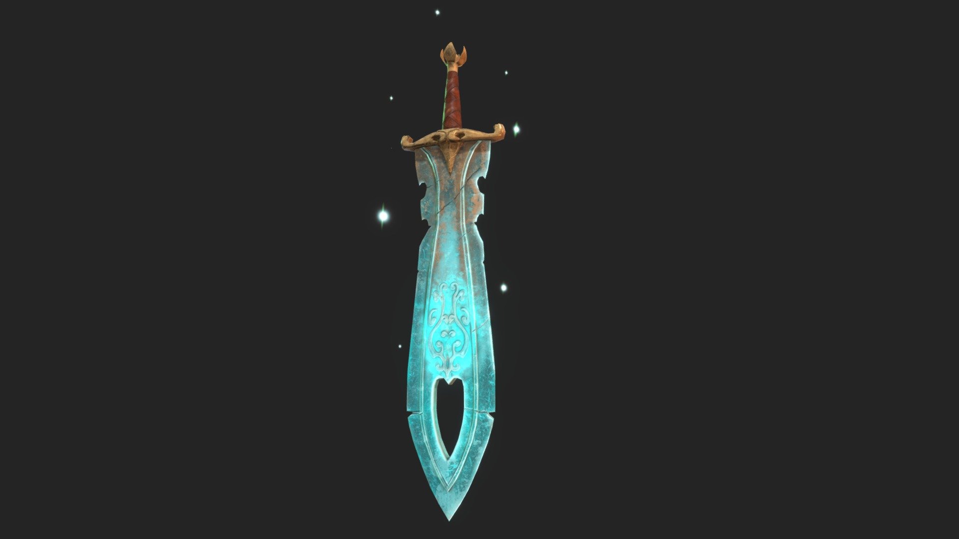 Glowing Copper Short Sword - Fantasy Game Asset - 3D model by ...