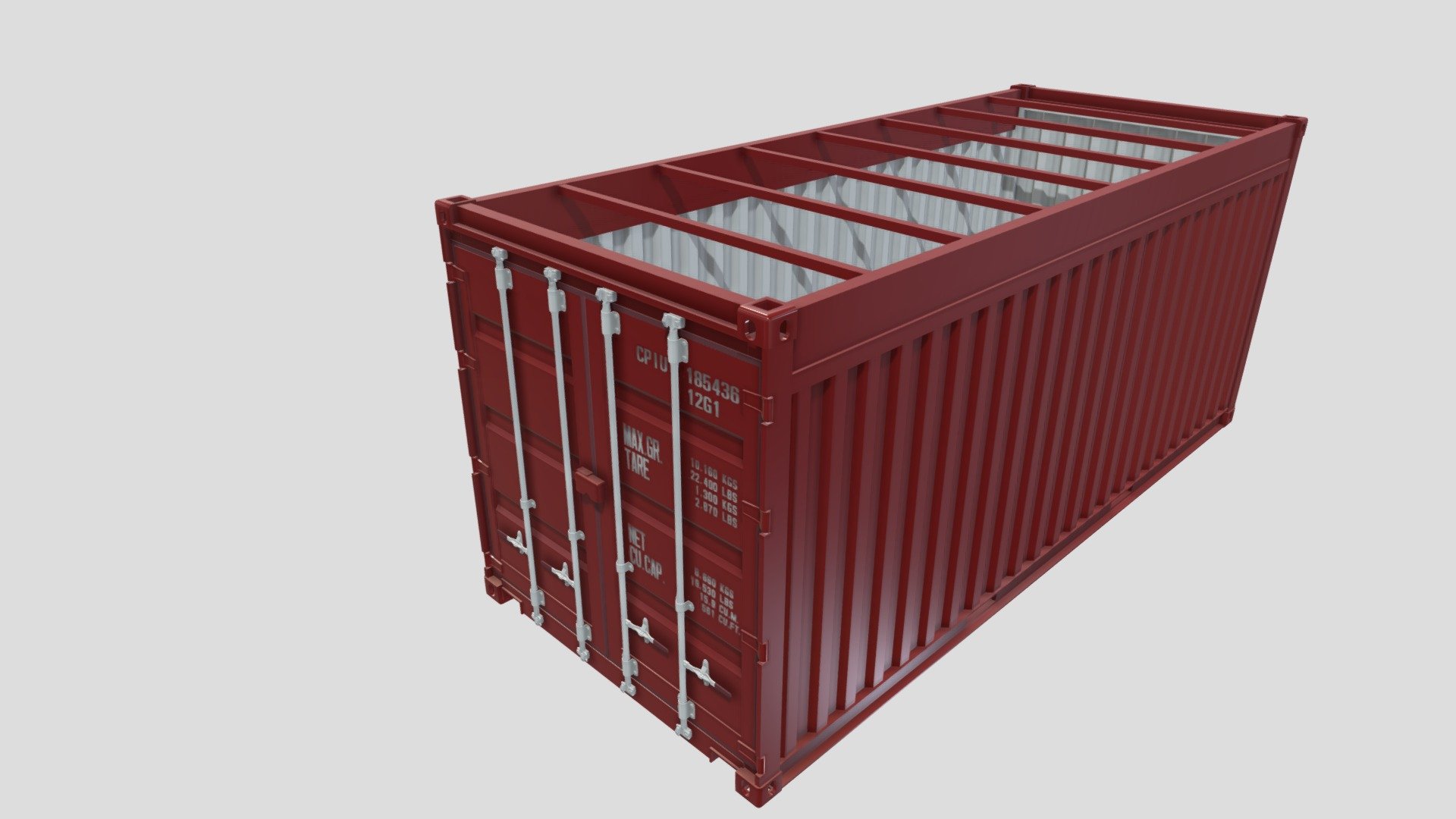 20ft Shipping Container Open Top no Cover - Buy Royalty Free 3D model ...