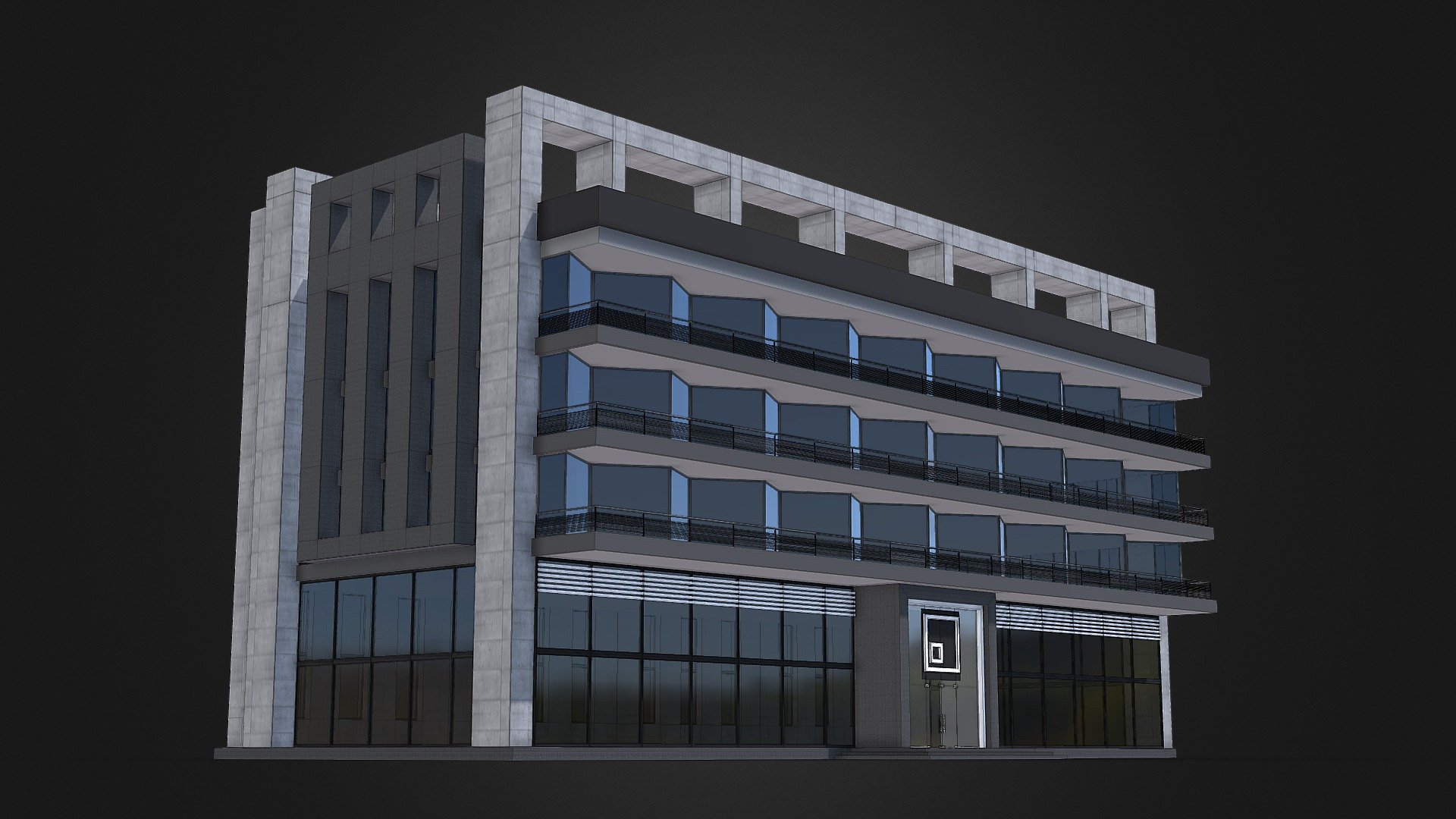 Modern Glass Building - 3D model by mirzaev3d [9c77fb4] - Sketchfab