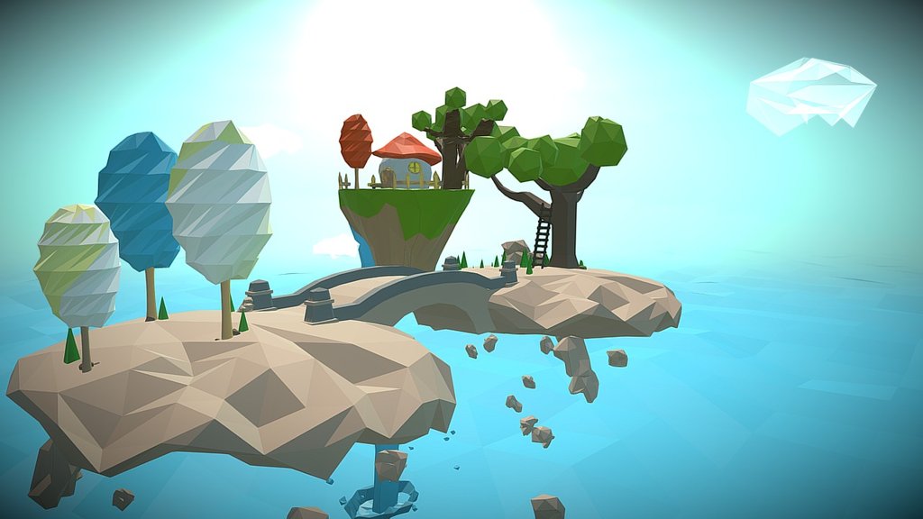 Low Poly Floating Island - 3D model by Nathan Fonteyn (@nathanf ...