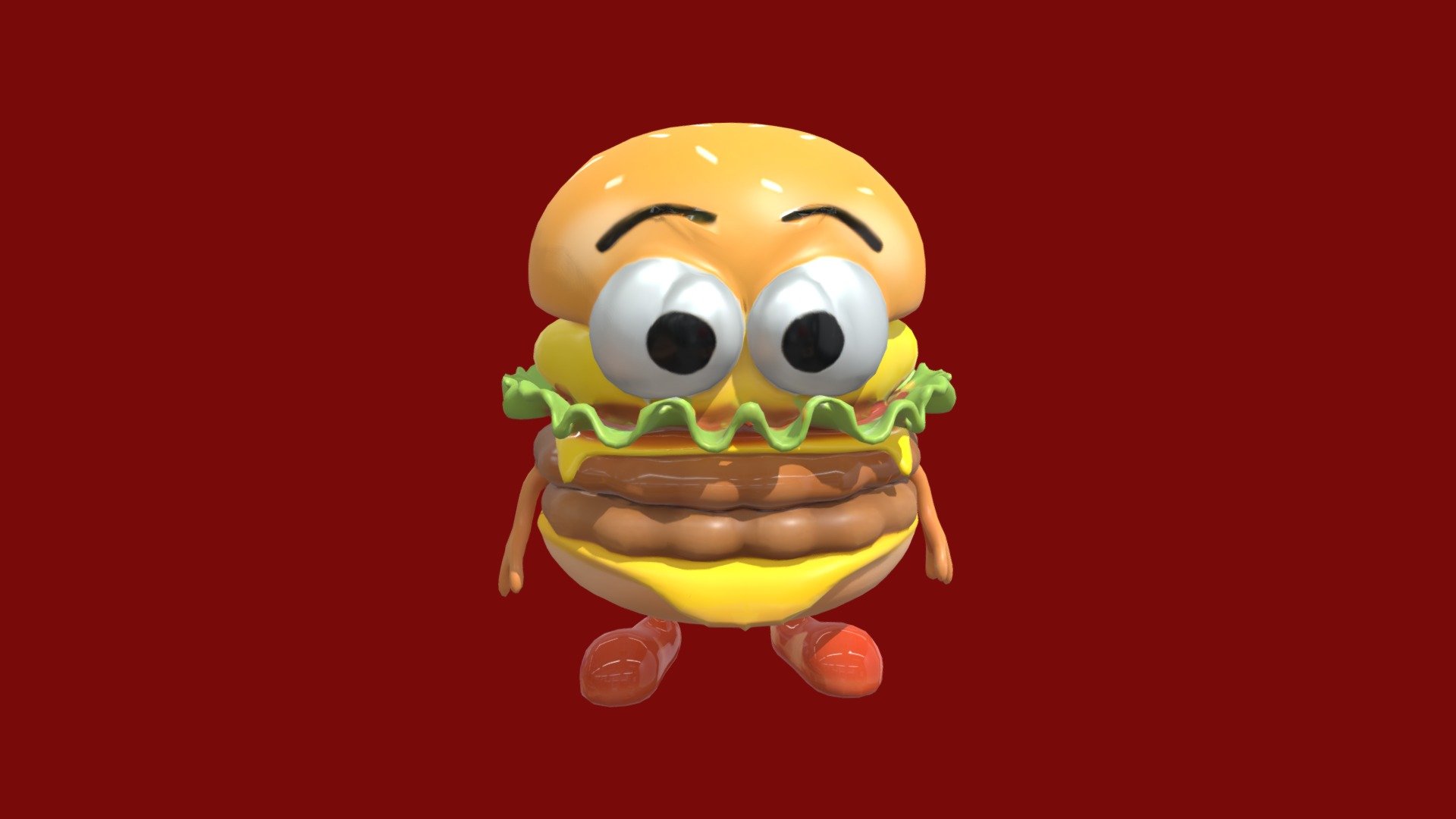 Cartoon Burger Character - Buy Royalty Free 3D model by Inventive World ...