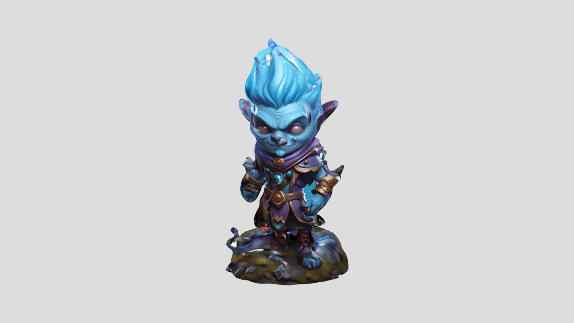 Blue-haired dwarf with armor standing on a rock - Download Free 3D ...