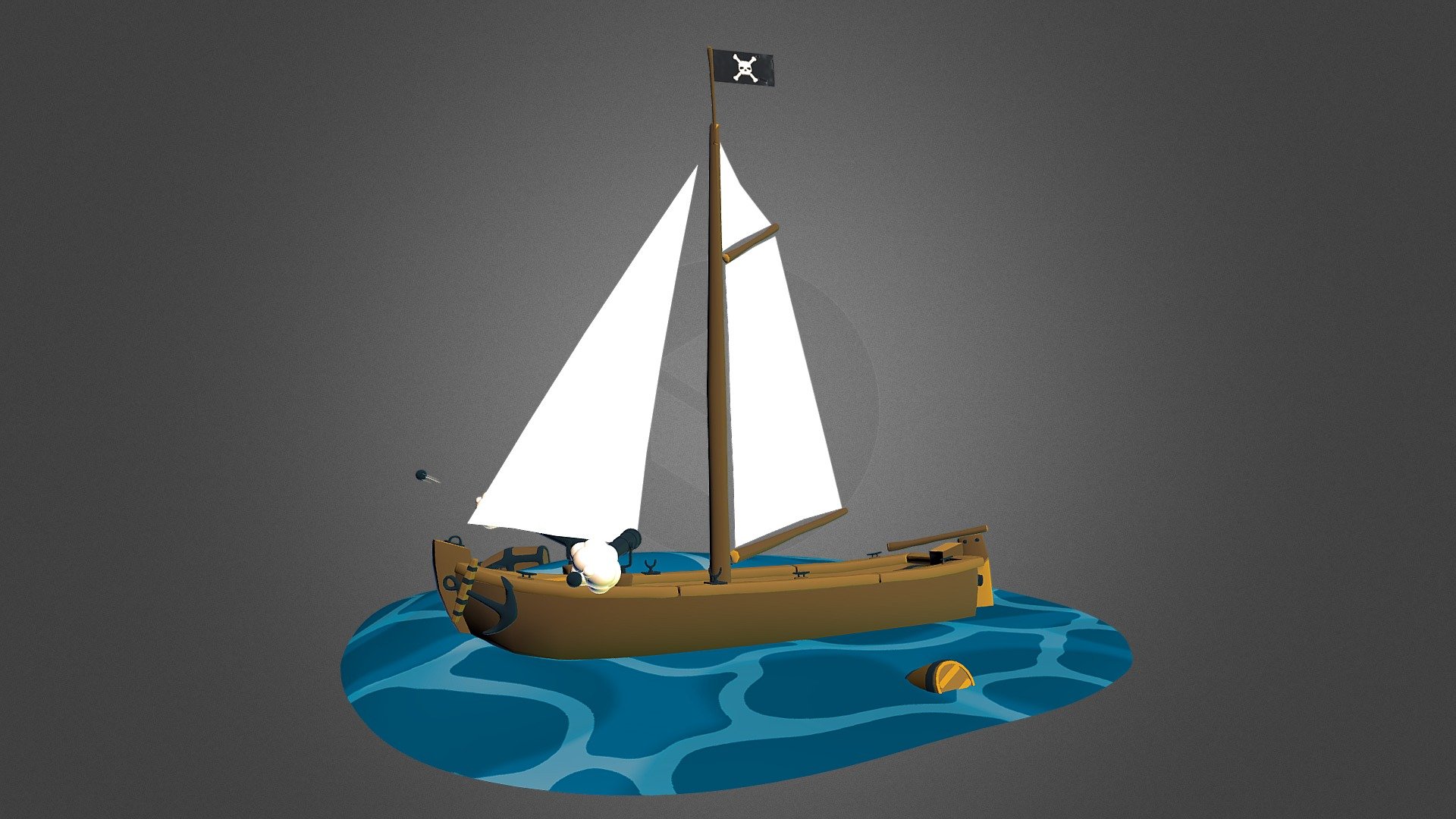 stylized single mast boat - 3D model by ItamarBN [9cb36d2] - Sketchfab
