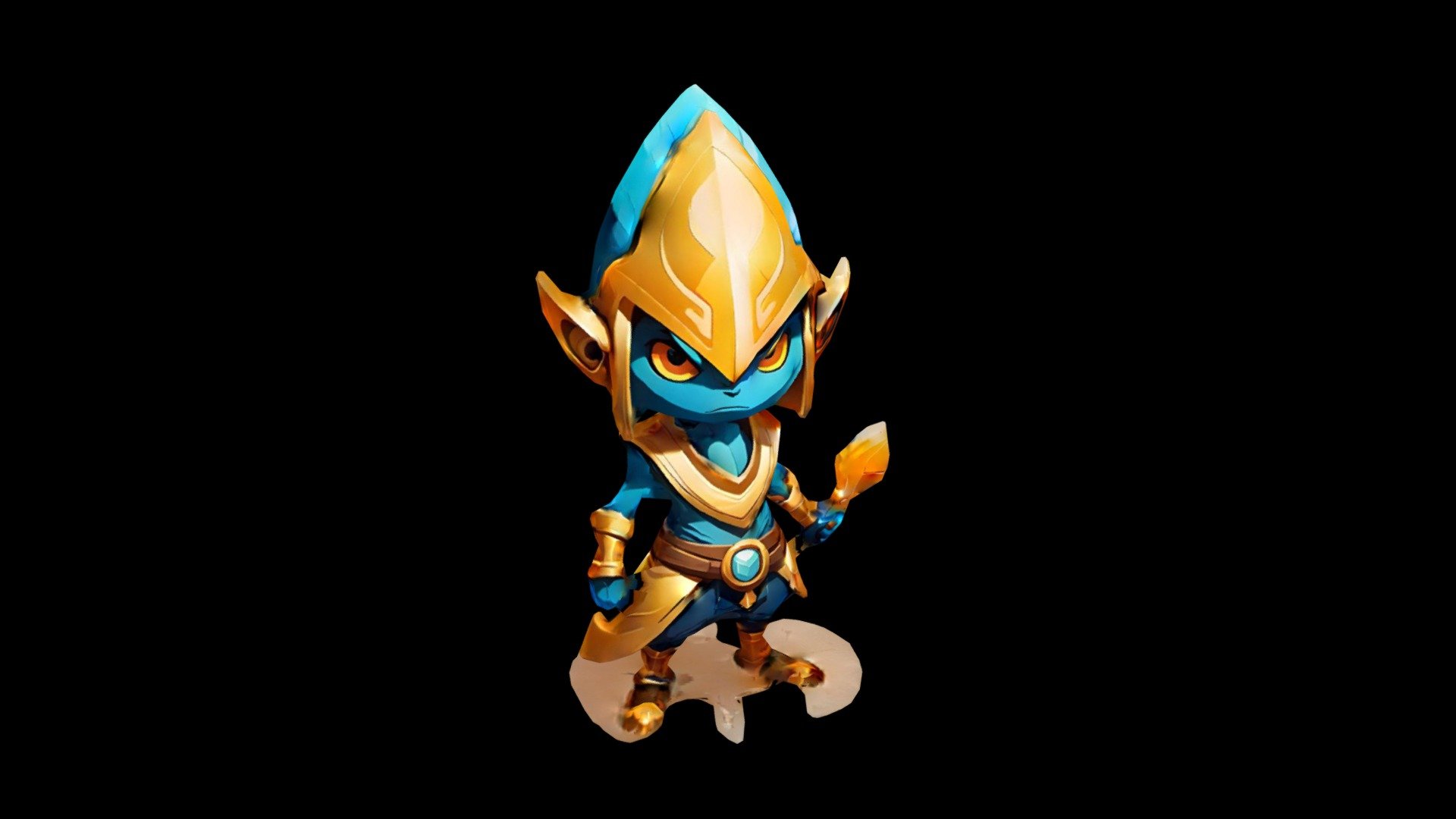 An illustration of a blue and gold character hol - Download Free 3D ...