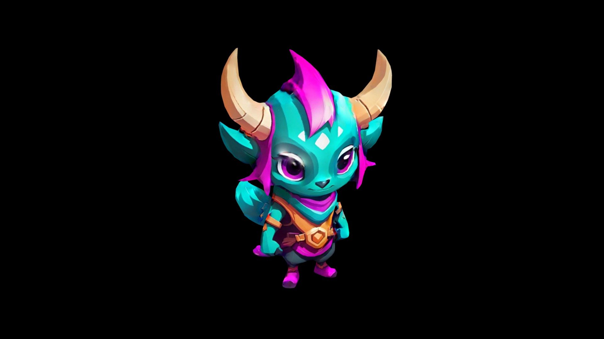 A cartoon-style creature with turquoise skin, pu - Download Free 3D ...