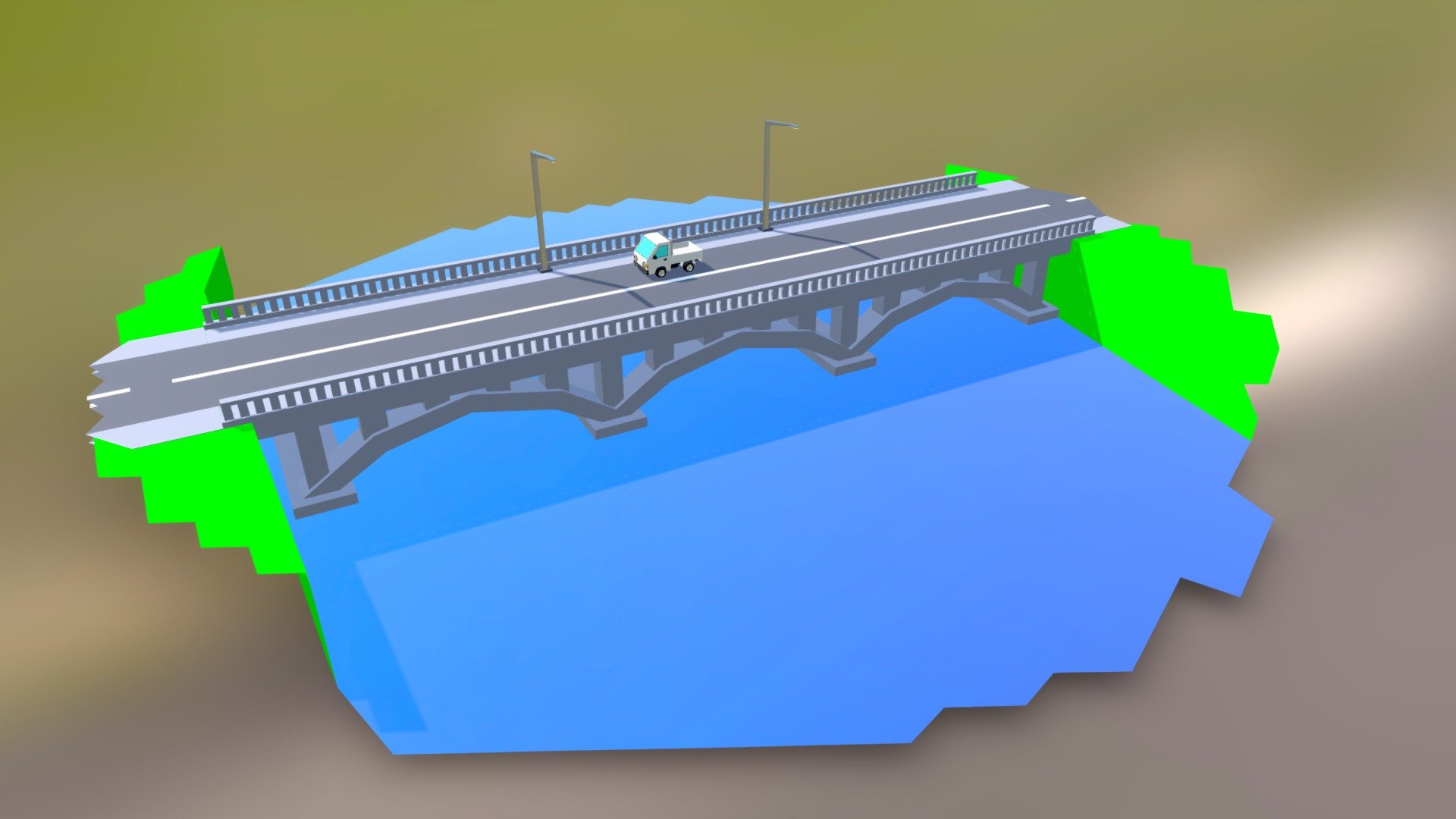 Low Poly Bridge with Mini Truck - 3D model by harri-j [9ce0663] - Sketchfab
