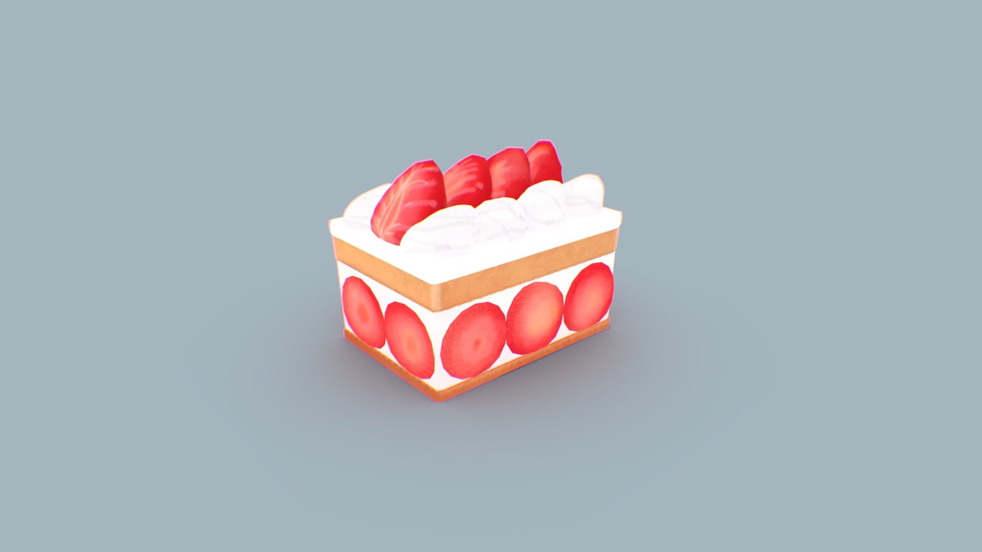 Rectangular Strawberry Cake - 3D model by Citrus (@citrusfriendd ...