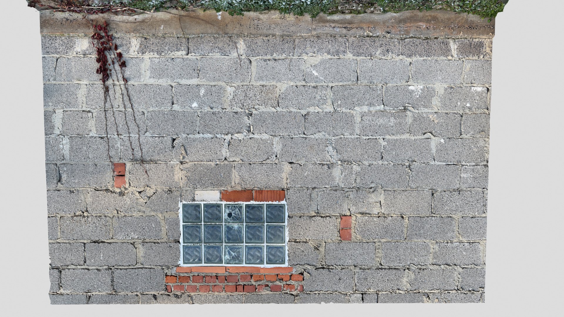 Unplastered gray house wall with broken window - Download Free 3D model ...