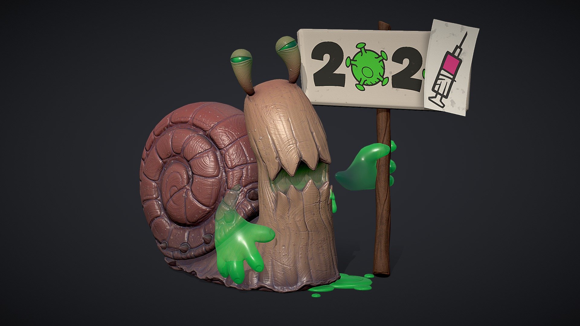Sick snail wishes a Happy New Year. - 3D model by gexogen [9d0b743 ...