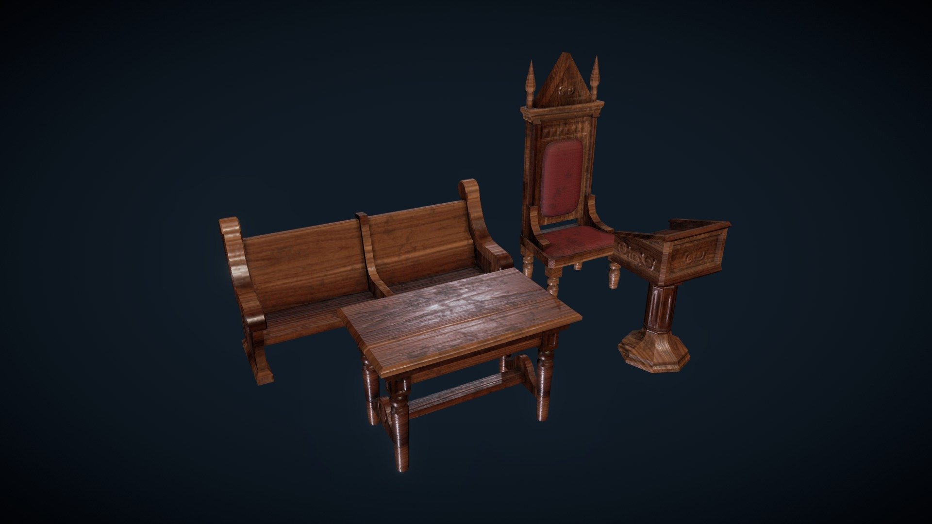 Church Furniture Props - 3D model by cbragg [9d474b9] - Sketchfab