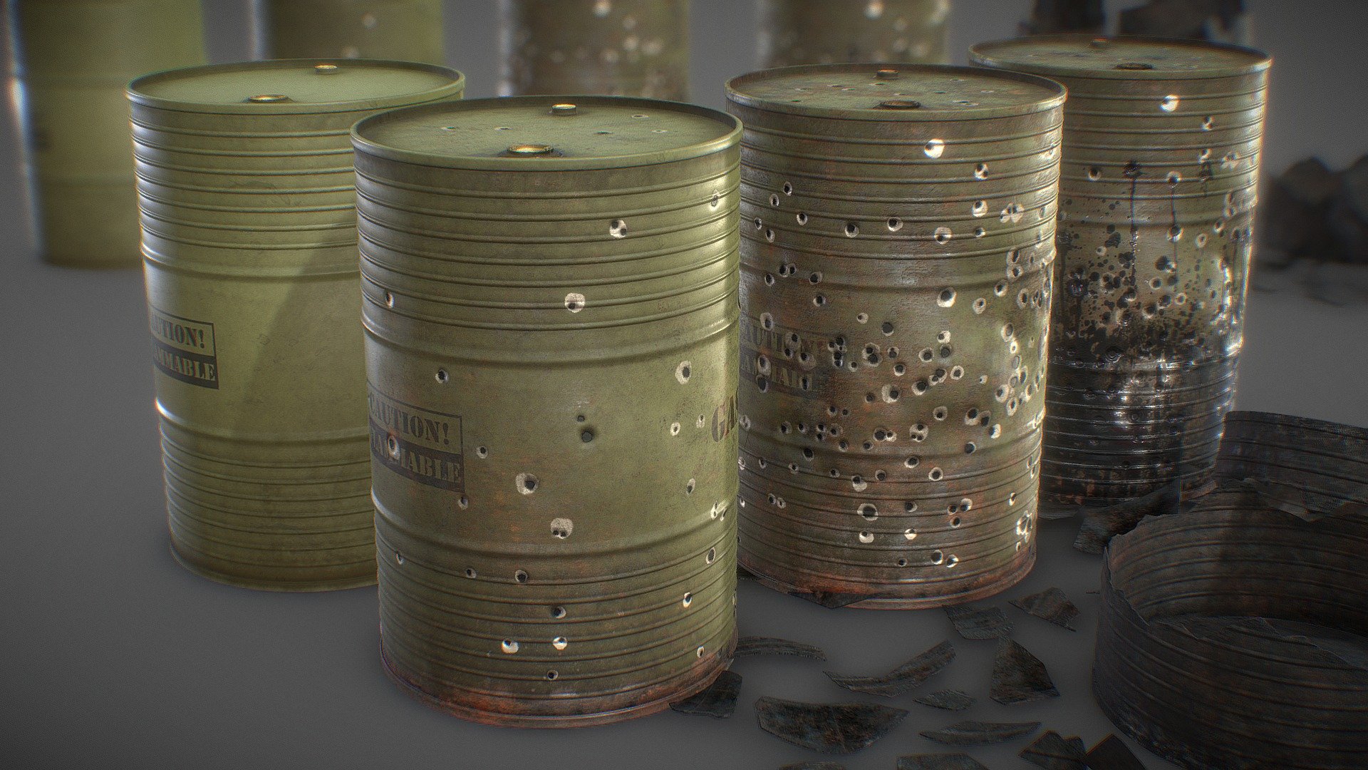 AssetPack: Metal Drum Barrels Destruction Vol.2 - Buy Royalty Free 3D model by MarcinGArt ...