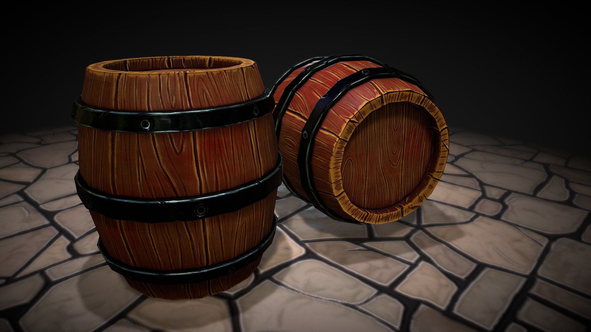 Hand painted barrel - 3D model by Laurence Denis-Sylvain (@laurenceds ...