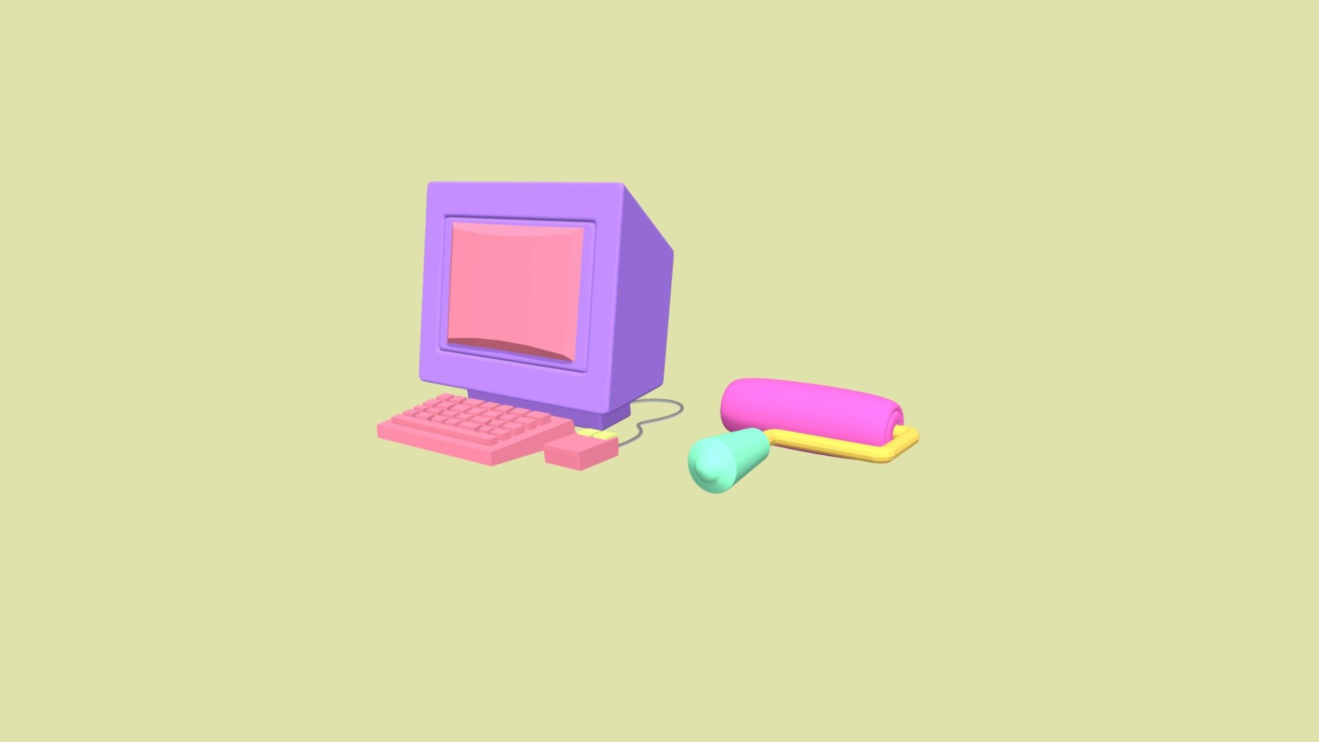 computer and paintt - 3D model by nnminhanh [9d585dd] - Sketchfab